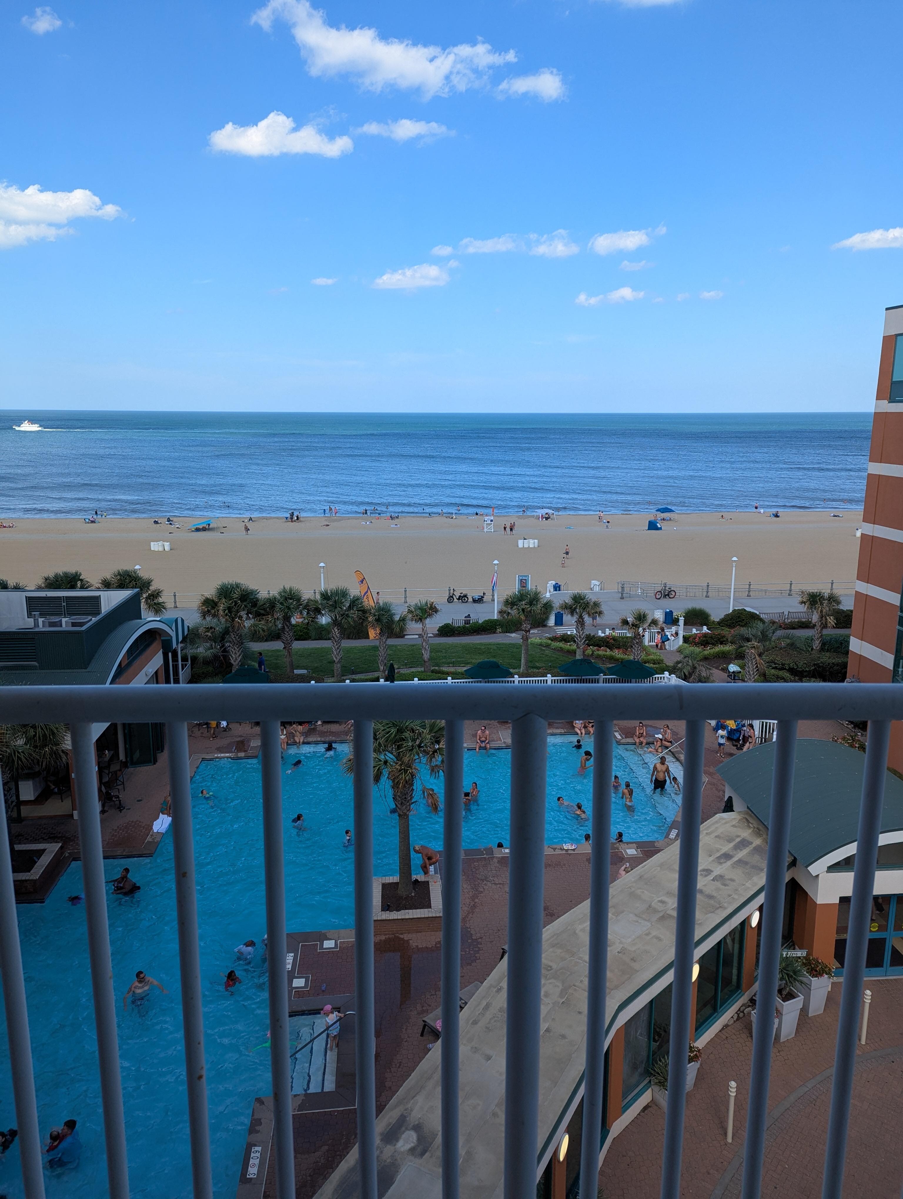 Pool and beach view from my balcony 