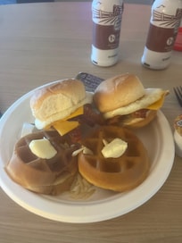 A breakfast from brought back to room!