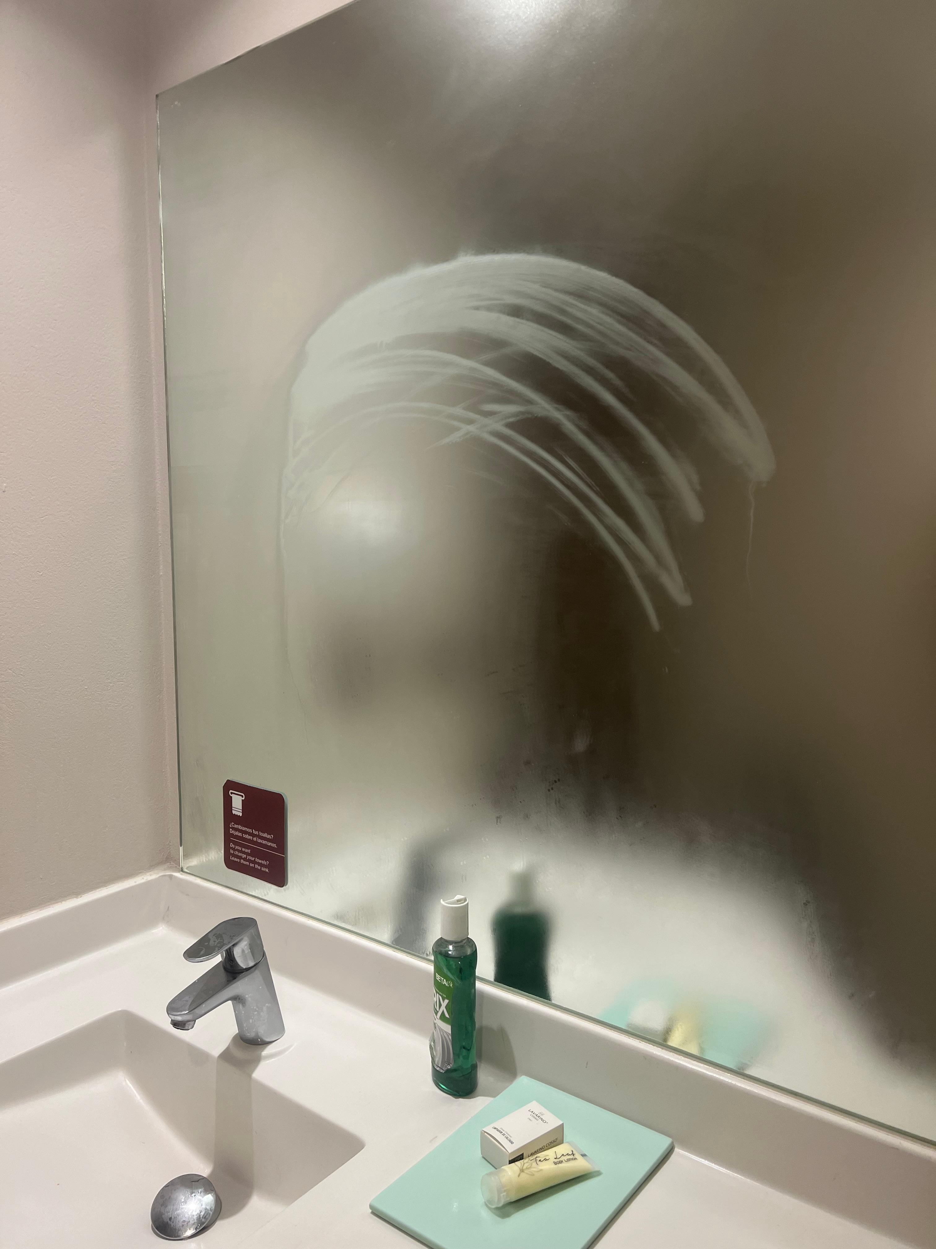 This is the nasty streak that showed up after we showered, so obviously the mirror was not cleaned. 