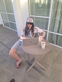 Balcony was huge and overlooked the golf course and mountains.