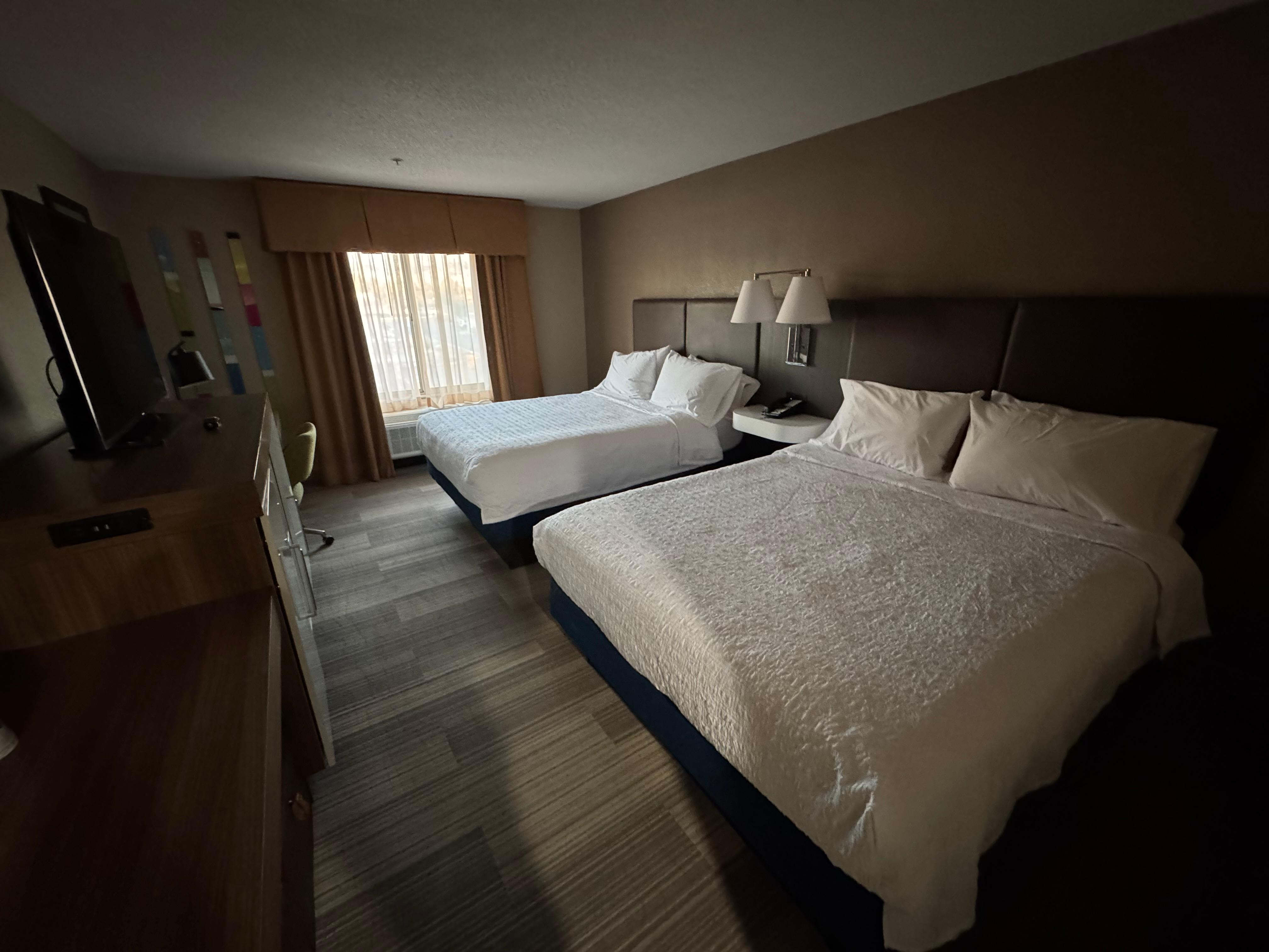 Room 207, double queen bed. Faces the mountain. 