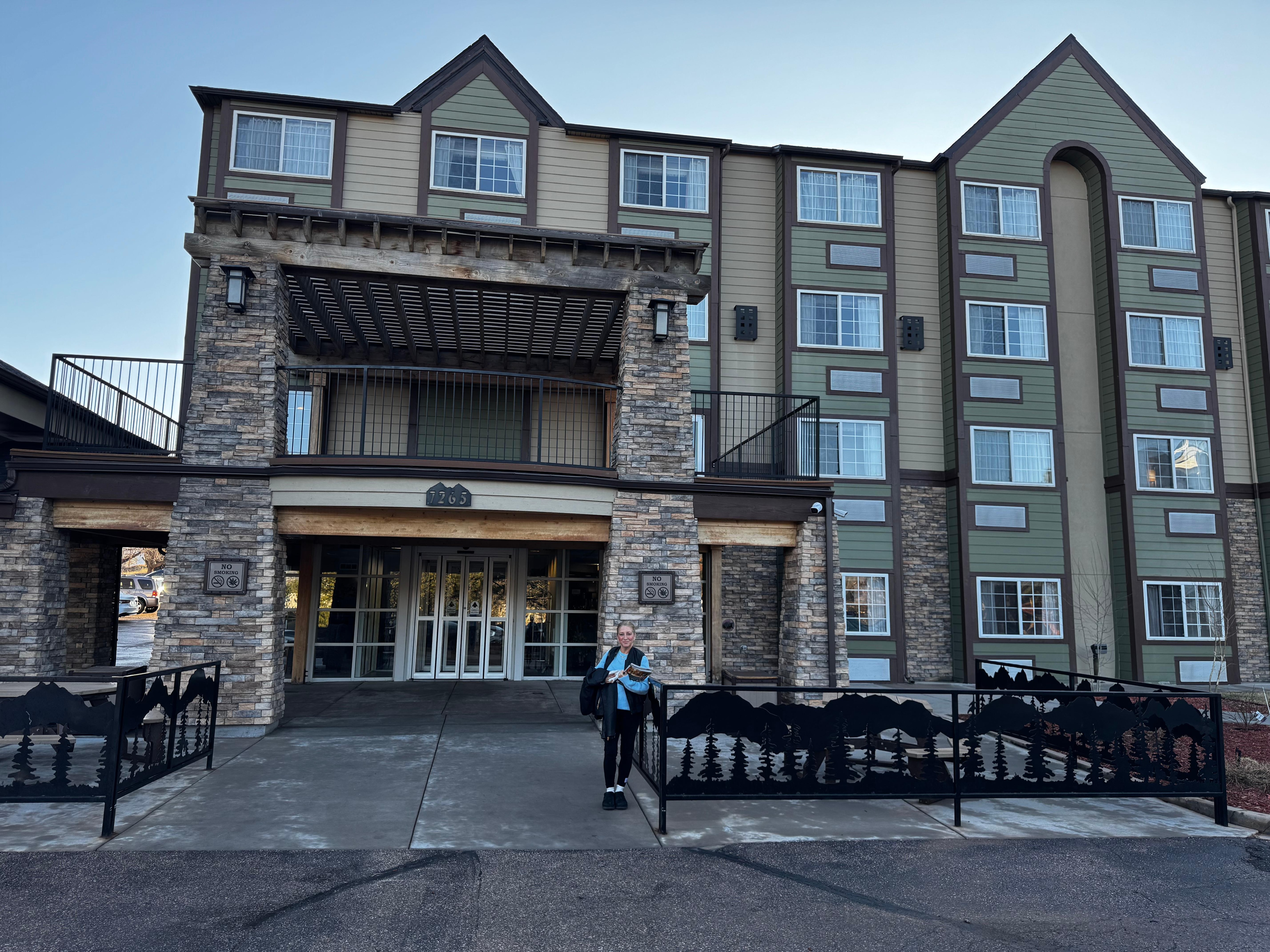 My beautiful wife in front of our hotel. 