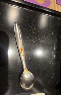 Dirty spoon in the room upon arrival