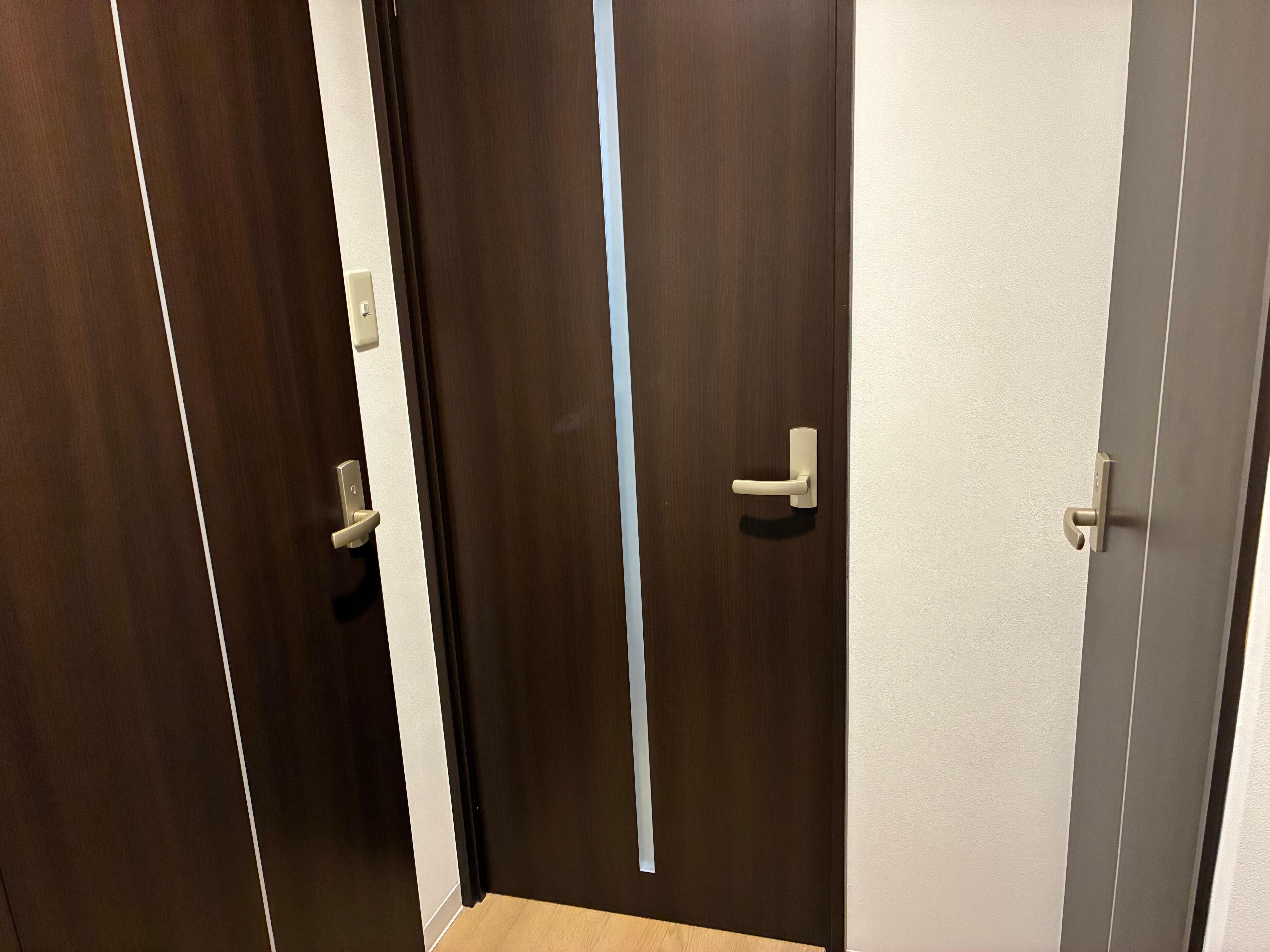 As you enter the apartment. 