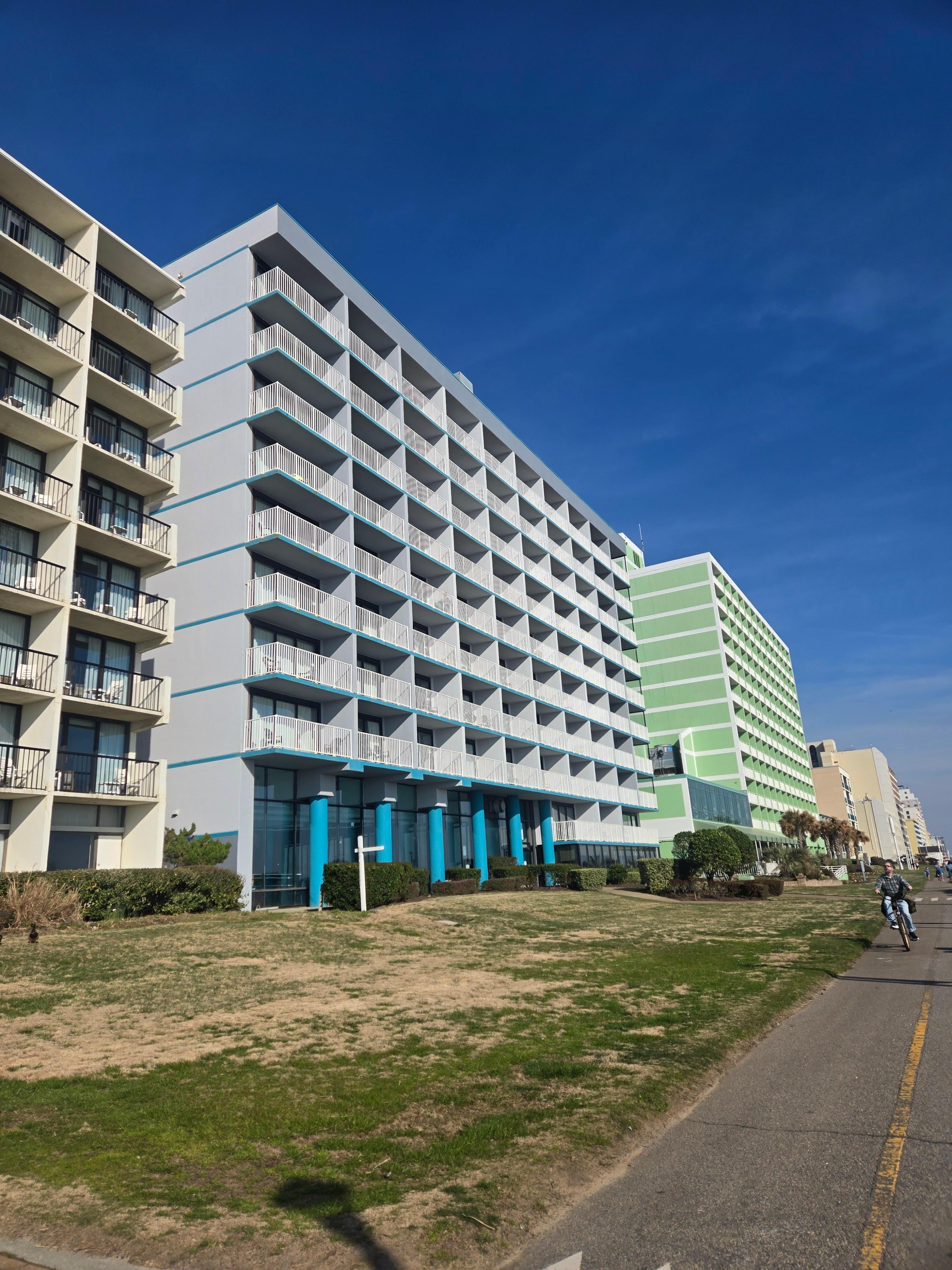 Back view of the hotel facing the ocean
