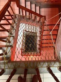 17 floors down, view walking in from rooftop bar.