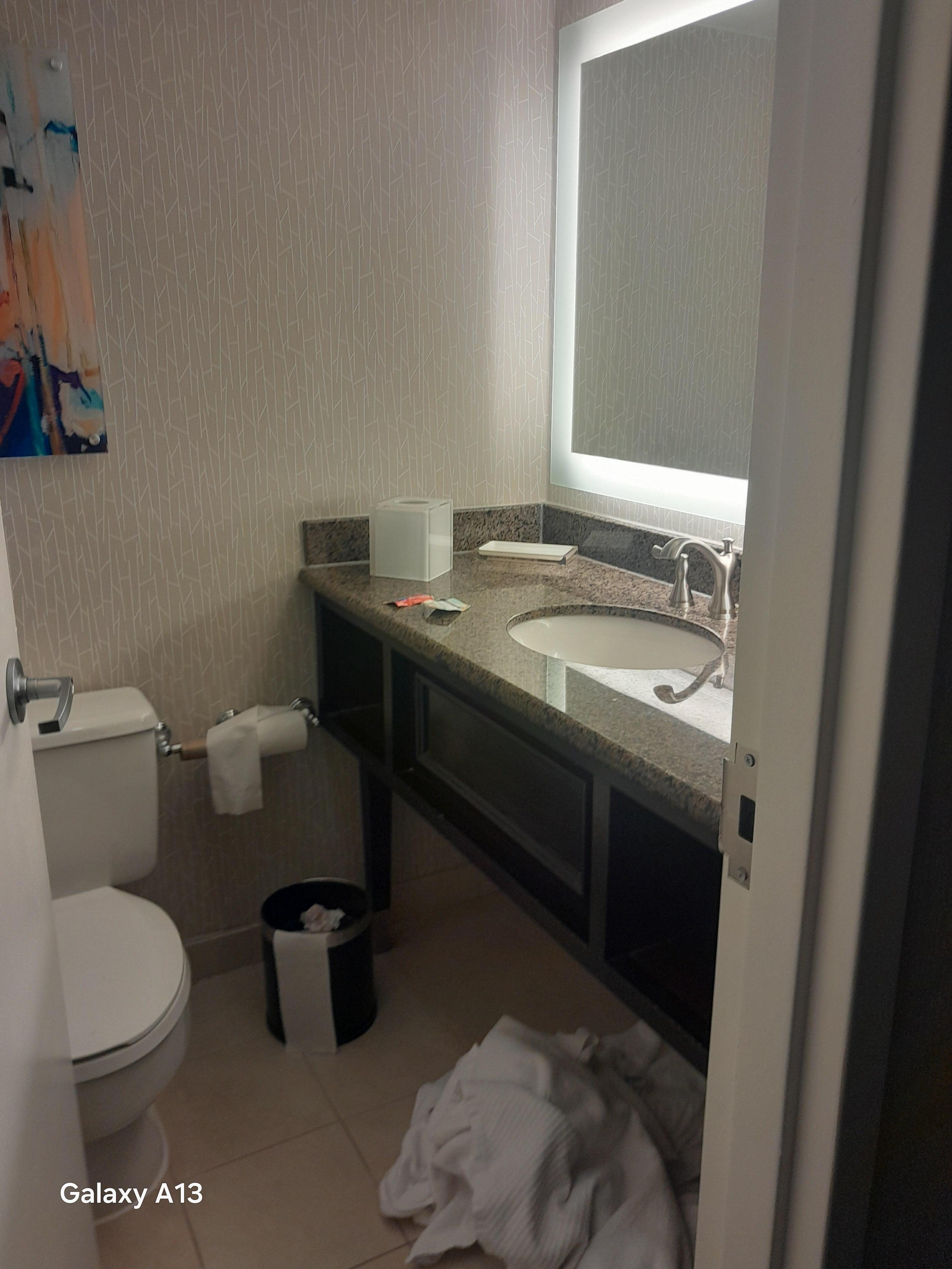 I was too grossed out to get a closer photo of the toilet area and they should provide a new box of Kleenex instead of recycling tissue from other boxes not even filling it up