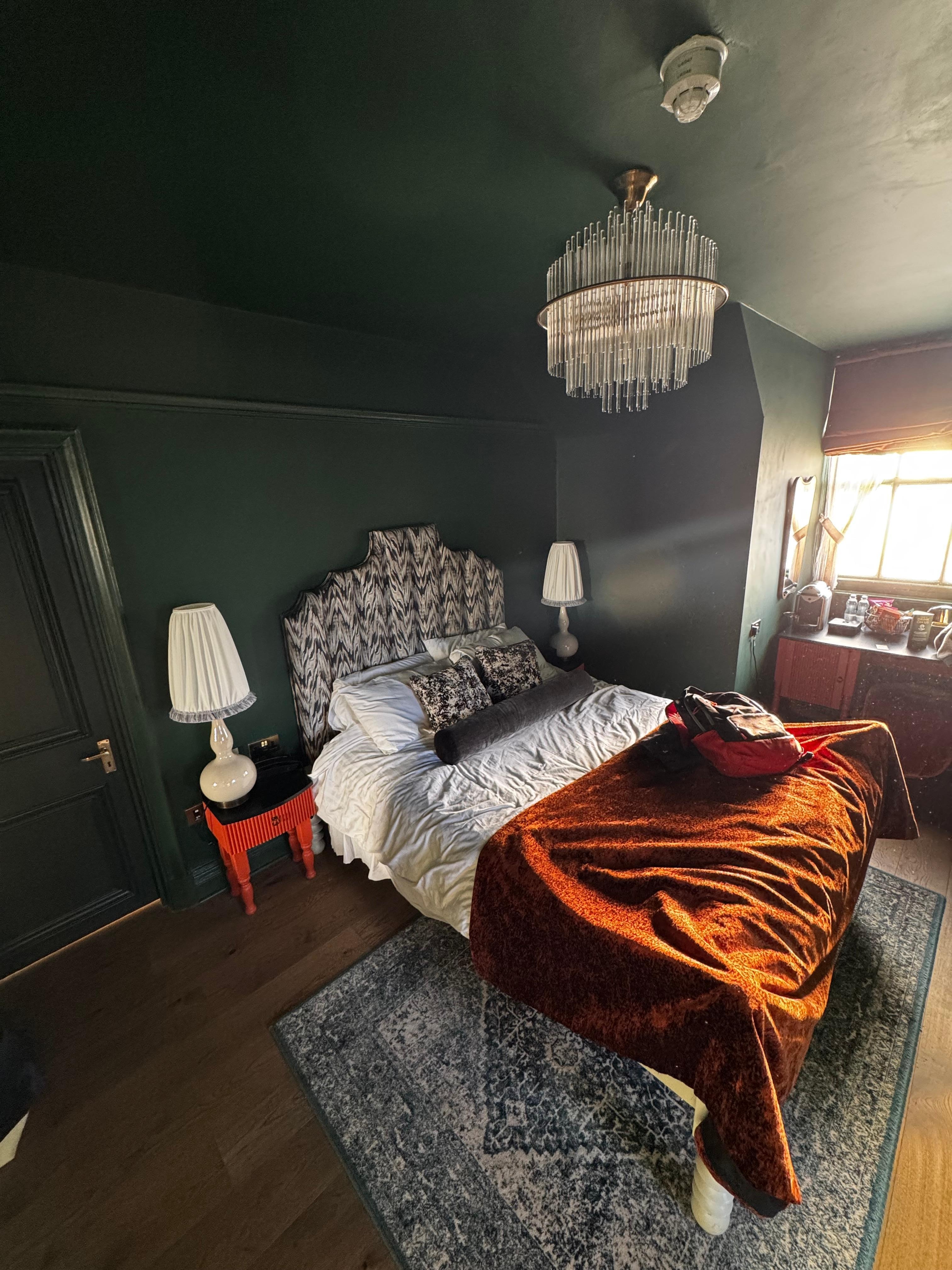 Room was clean but a little tired. 