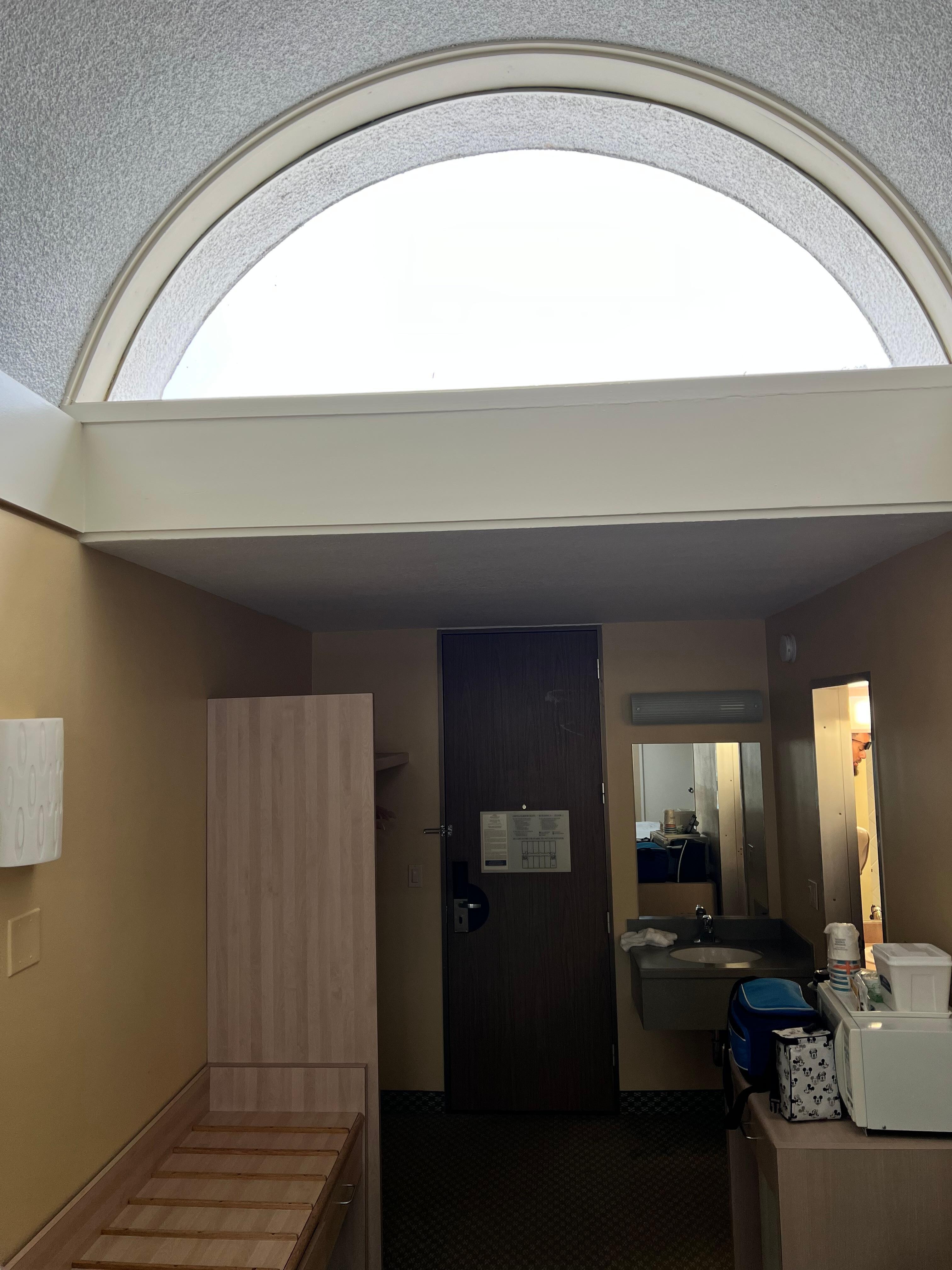 The giant skylight window in the room