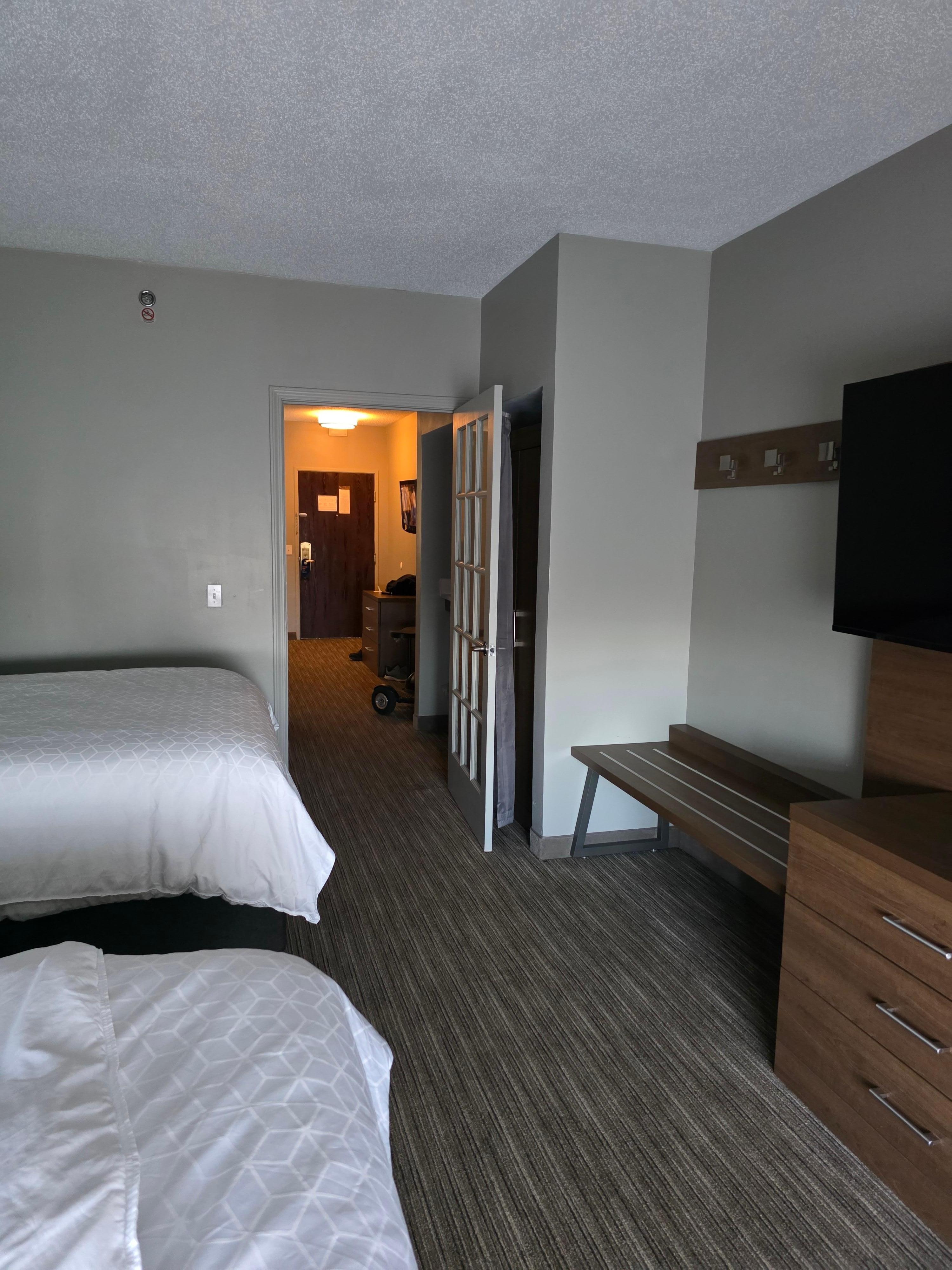 The bedroom area of the sweet. Down the little hall was a livingroom. 