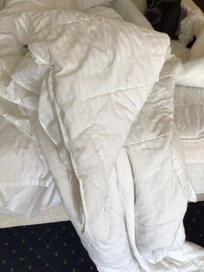 Damp, stained comforter