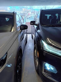 The parking garage was built for tiny smart cars. We barely could open our doors.