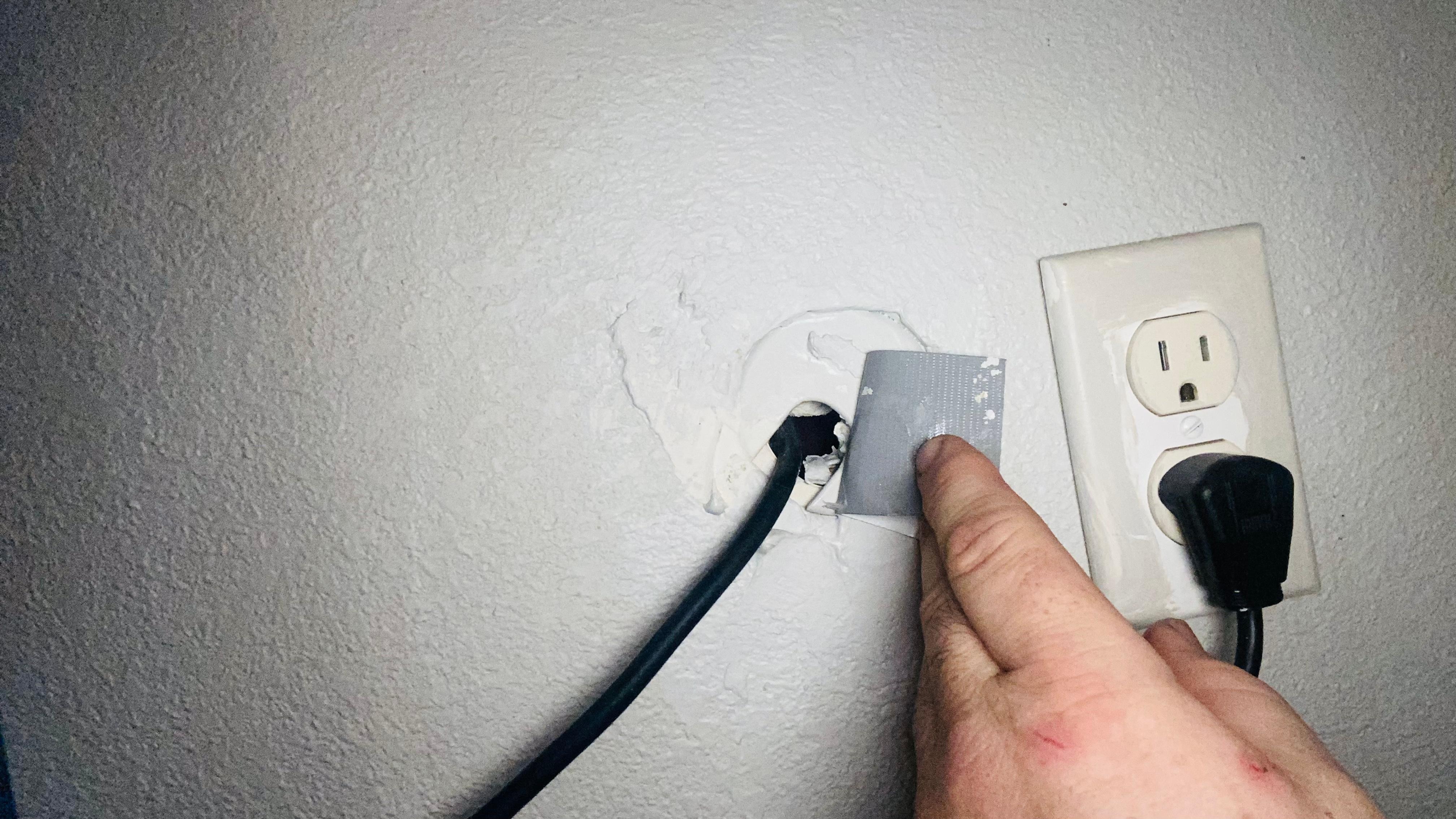 Duct tape over a hole