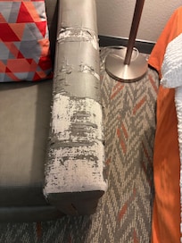 You can see pieces of it on the floor, telling me the room either wasn’t cleaned or cleaned well.