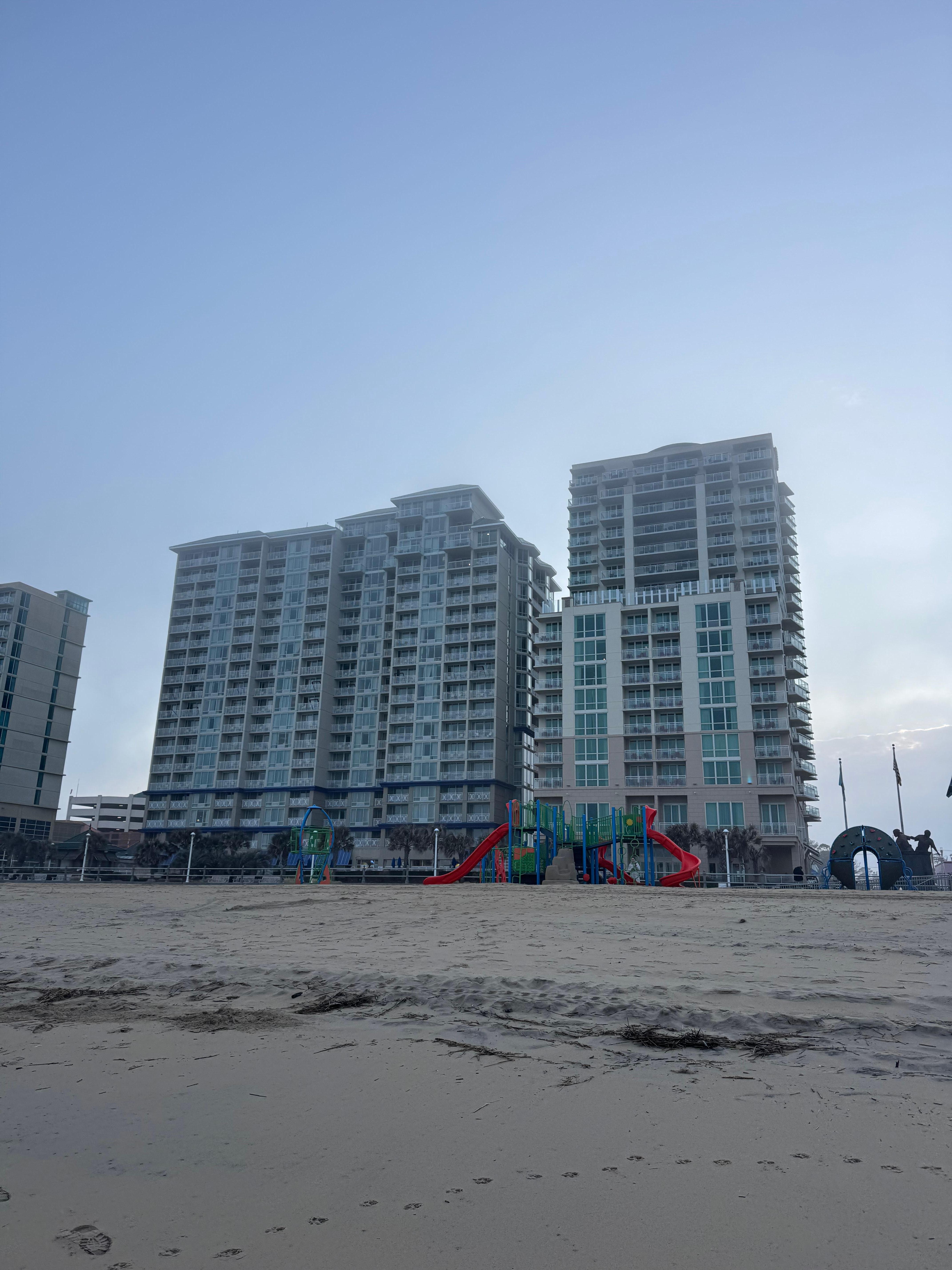 View of hotel from beach