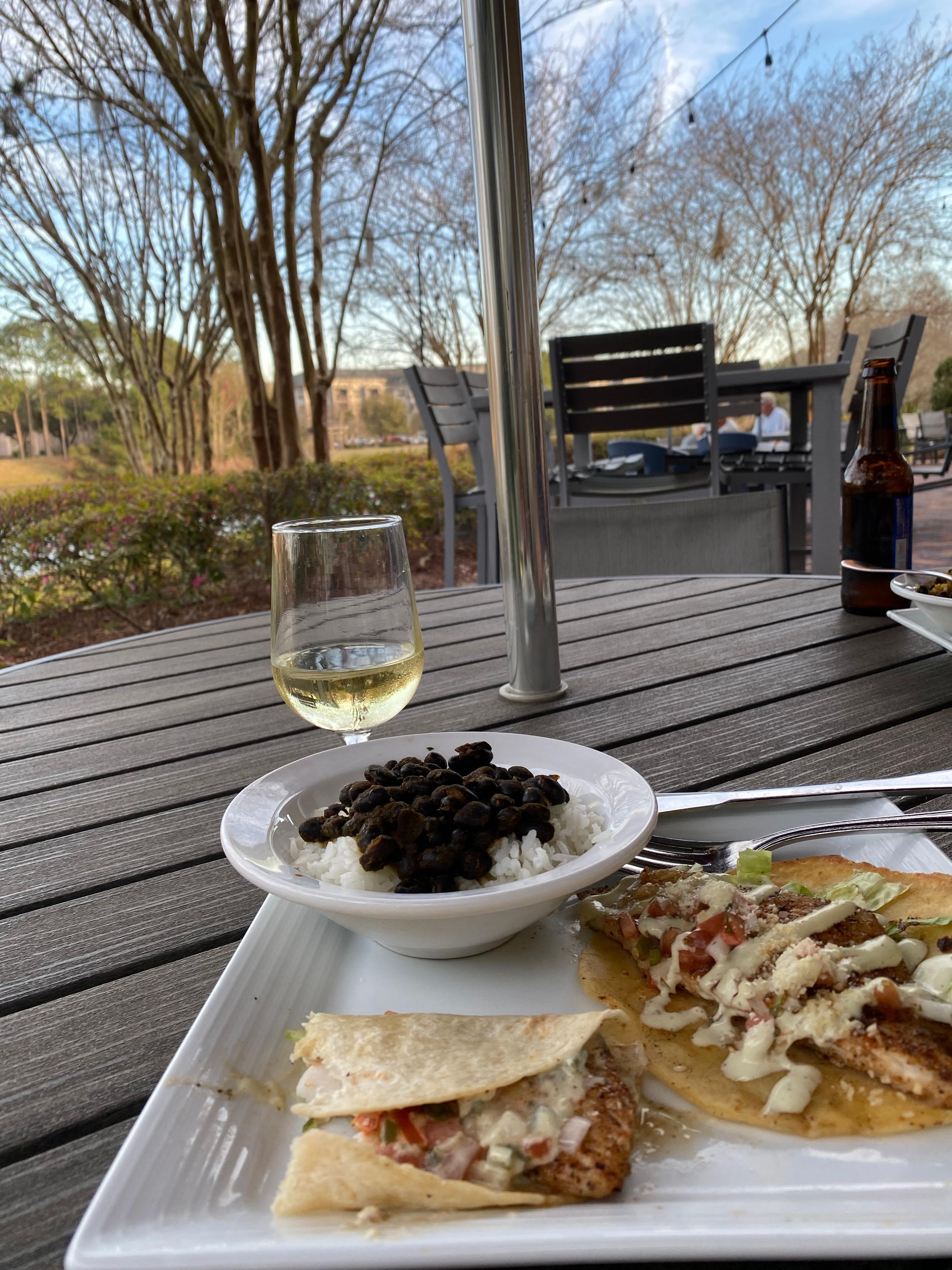 Dinner overlooking the pond