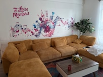 Very comfy and vibrant living room