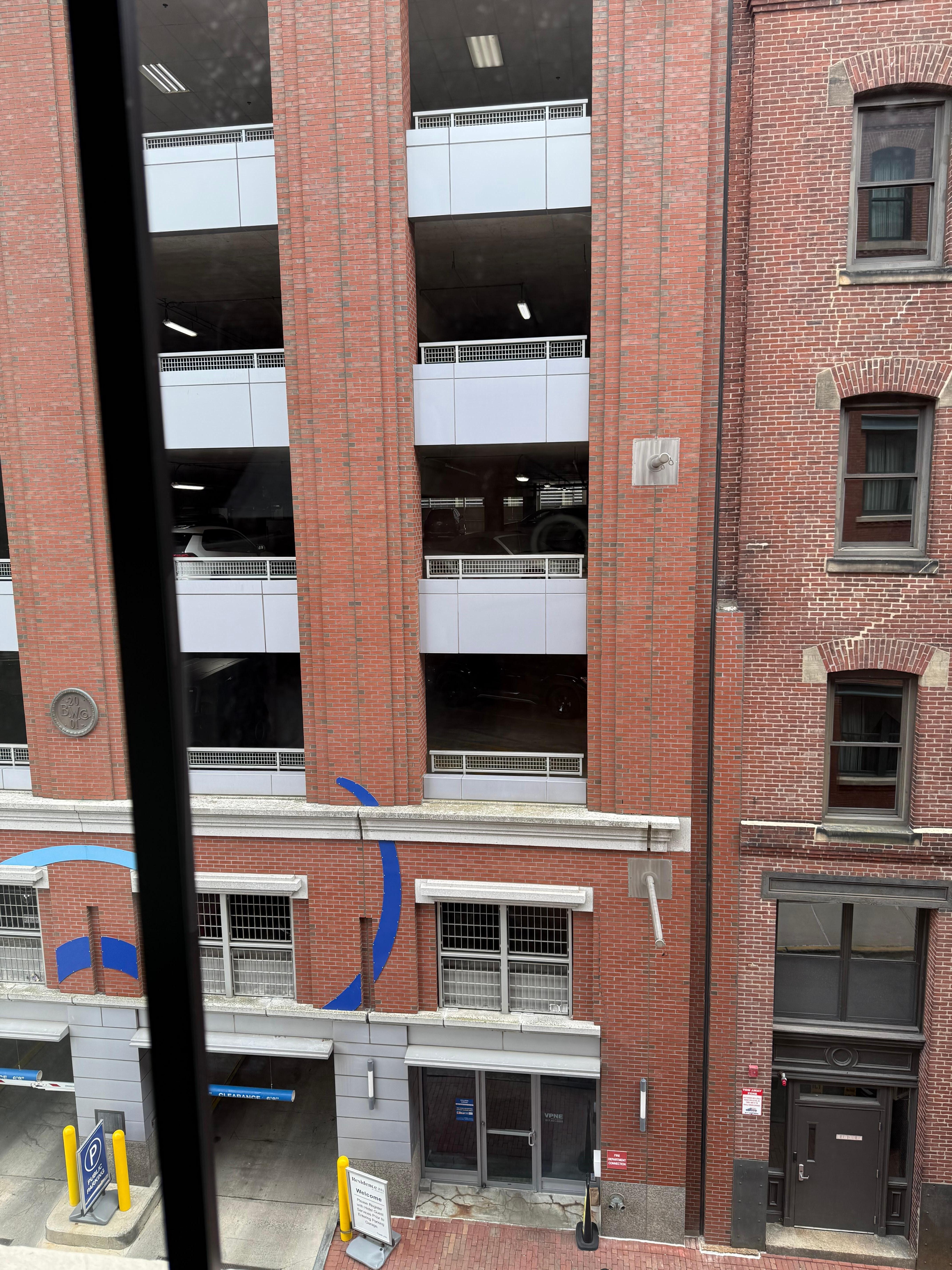 Not a view of Boston, just an alley and parking garage for $450 per night
