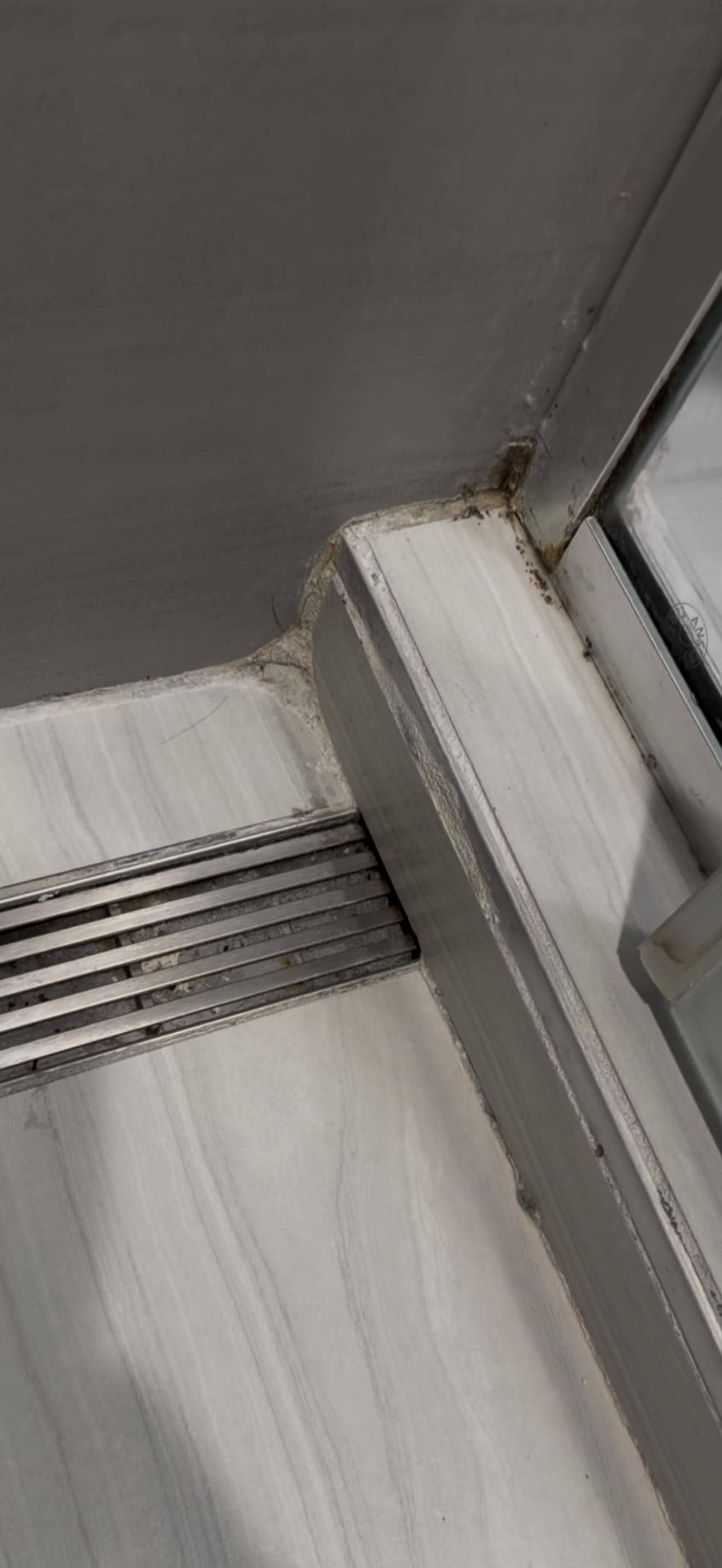 Condition of shower upon arrival.  Multiple hairs in shower.  Not pictured was missing grout on shower floor.  