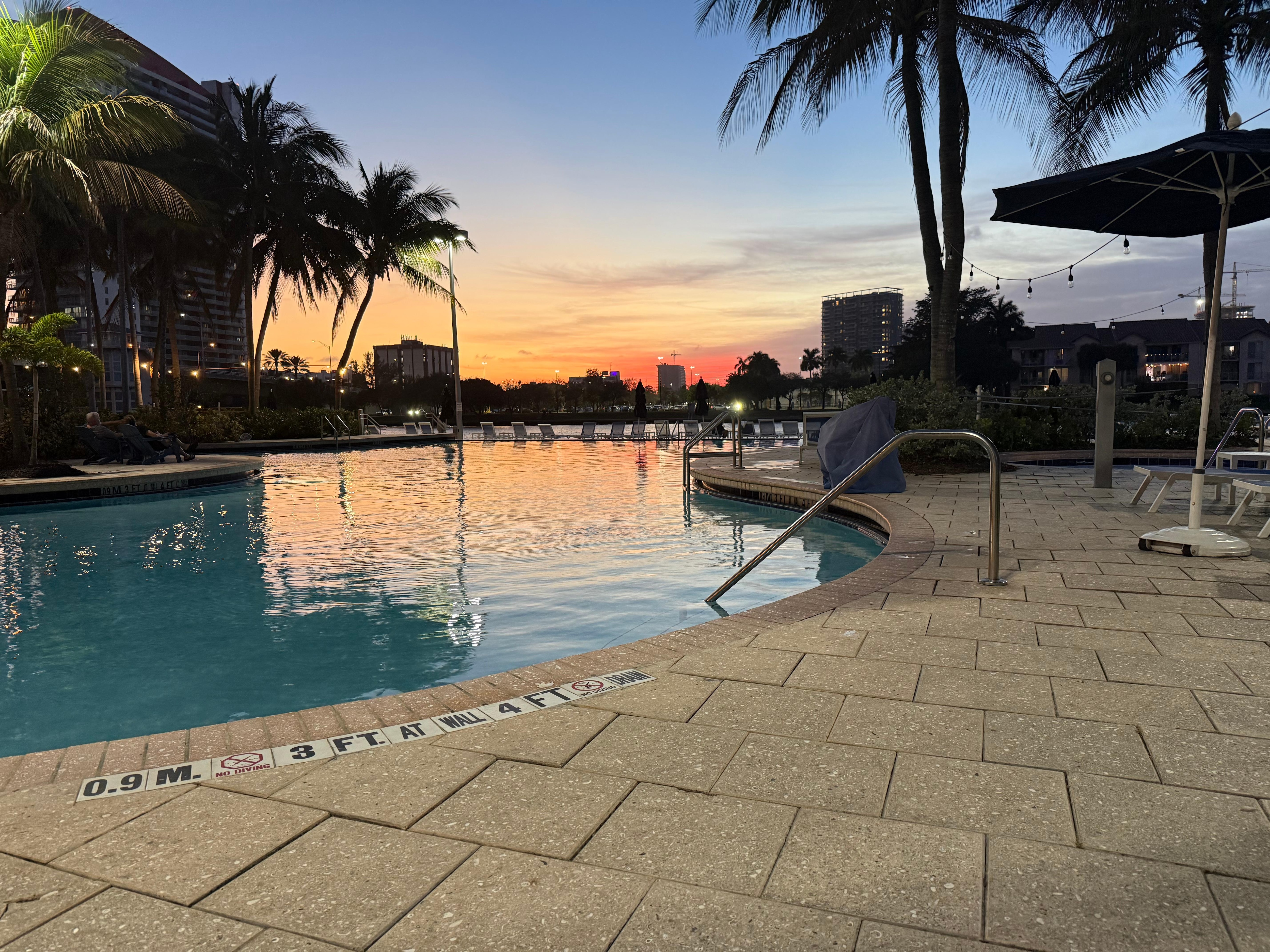 Sunset by the pool