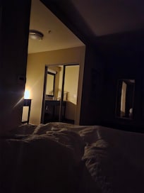 This is the outlet light with all of the lights off in the suite