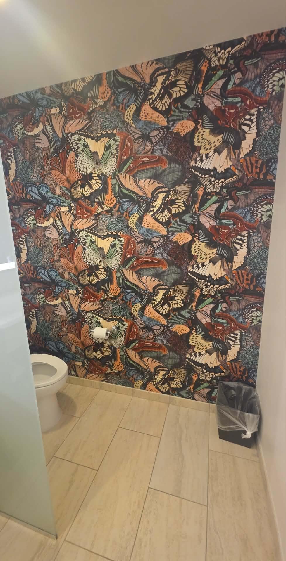 Beautiful butterfly wall in the restroom. This made my day. Butterfly have a very sentimental meaning for us.