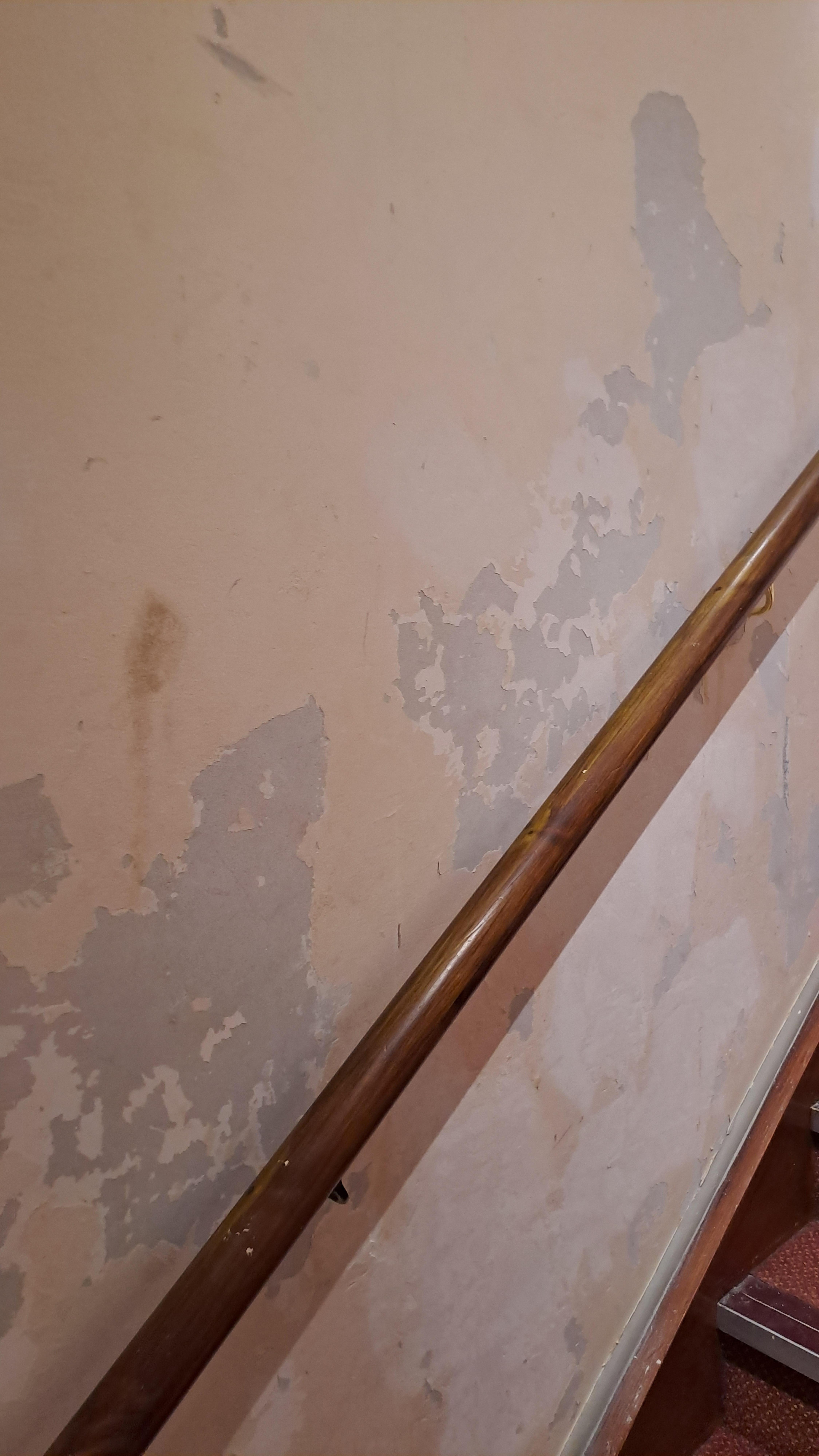 Corridors all the same in the West wing.letter of apology posted on the walls after day 5 of the stay.Should be closed off while work is going on.