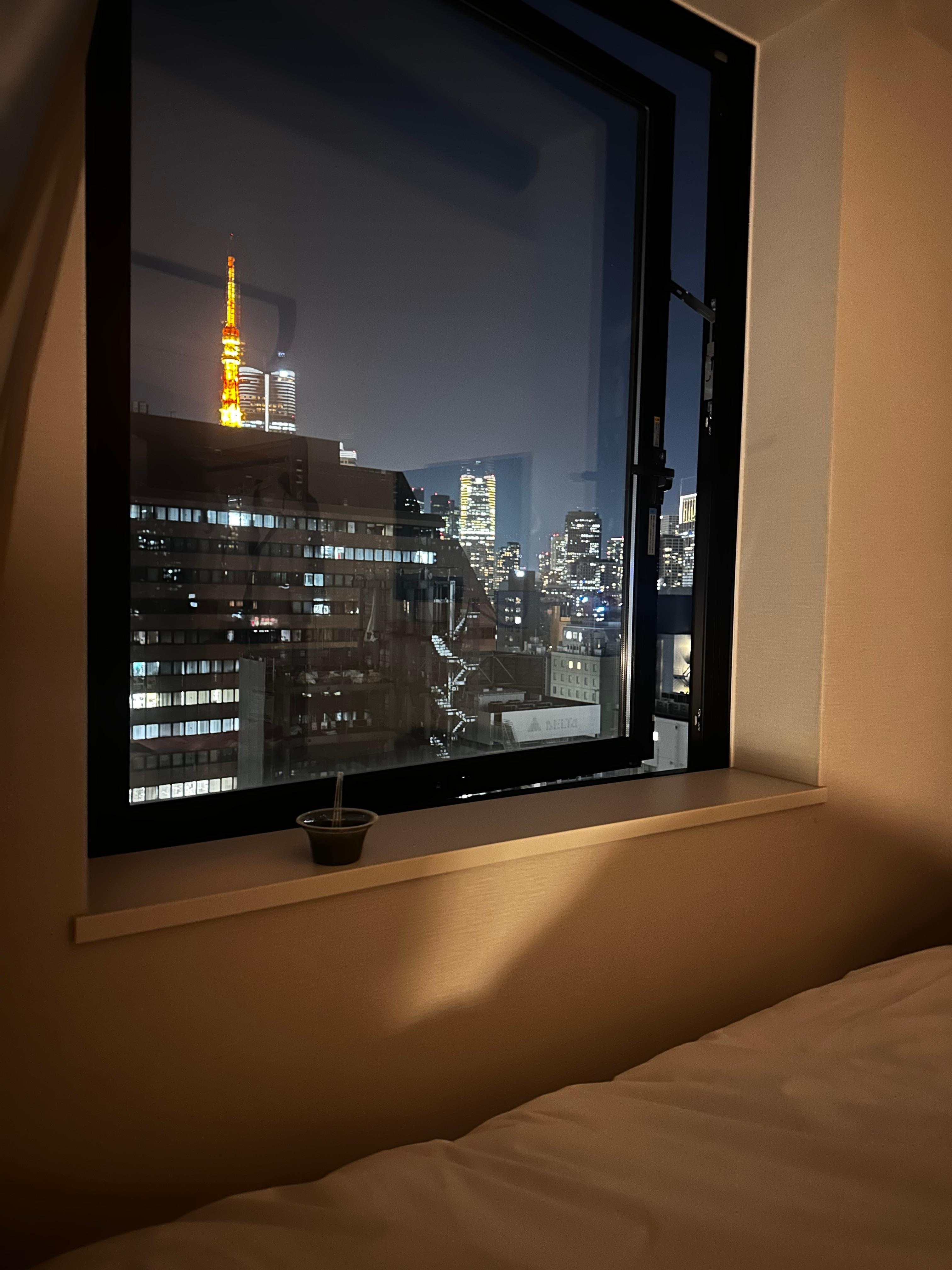 14th floor, Tokyo Tower view from the bed 