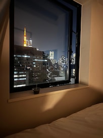14th floor, Tokyo Tower view from the bed