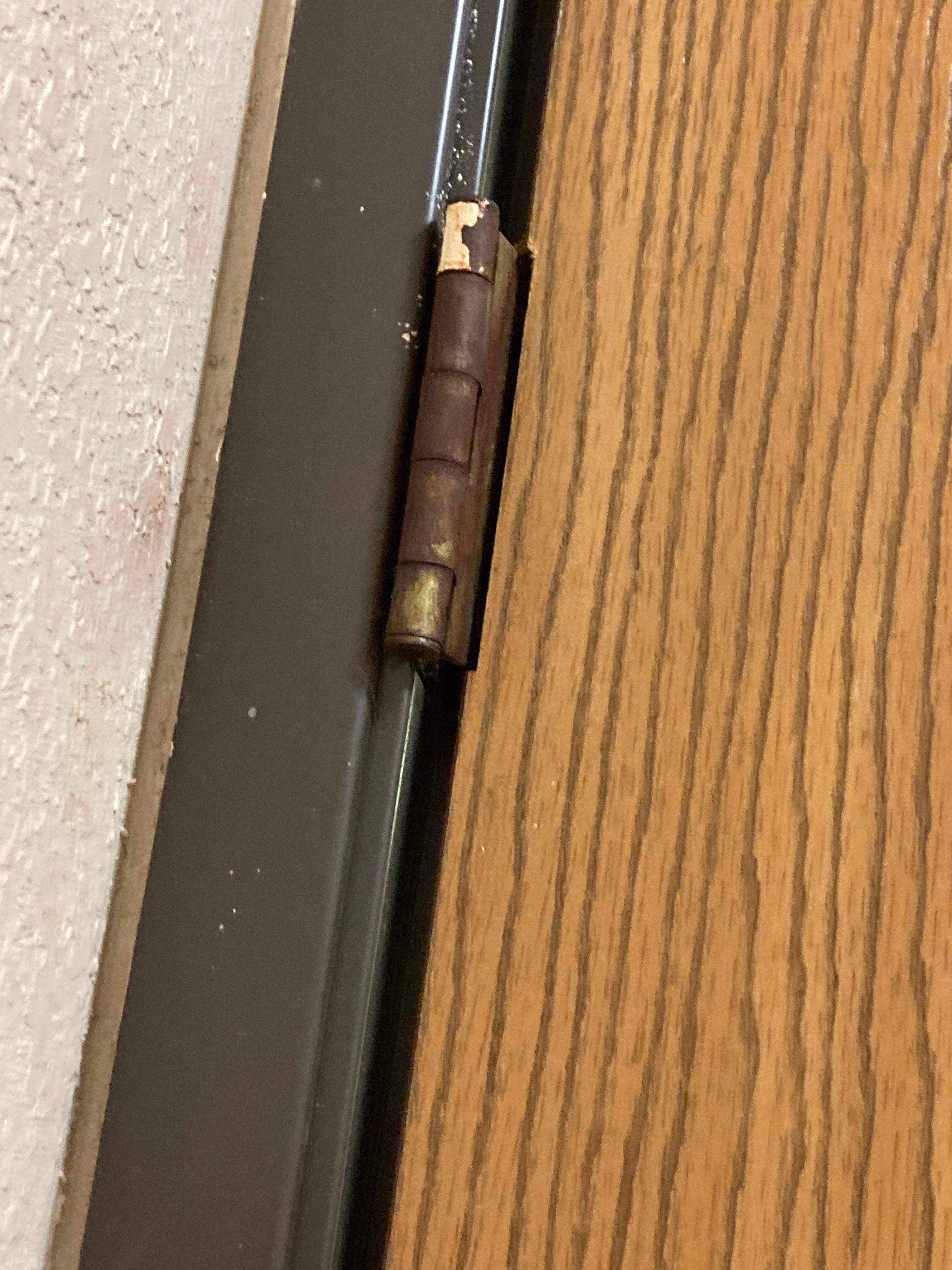 Door hinge in bathroom