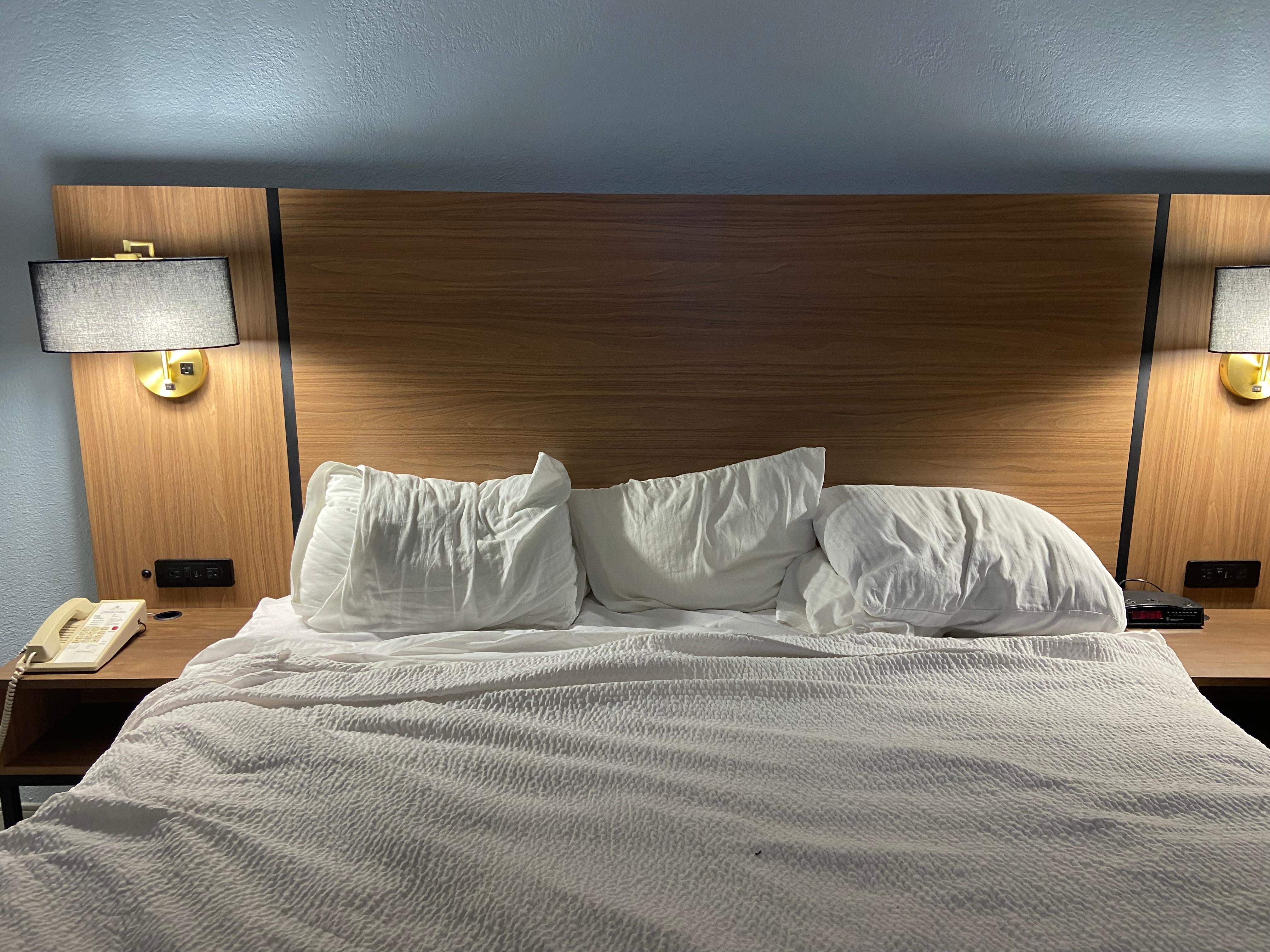 bed was soft, made my back hurt. Pillows were small and too soft as well