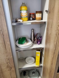 Dirty dishes in the cupboards