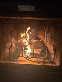 Real wood fireplace in room!