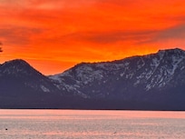 View of the sunset from our lake view room.