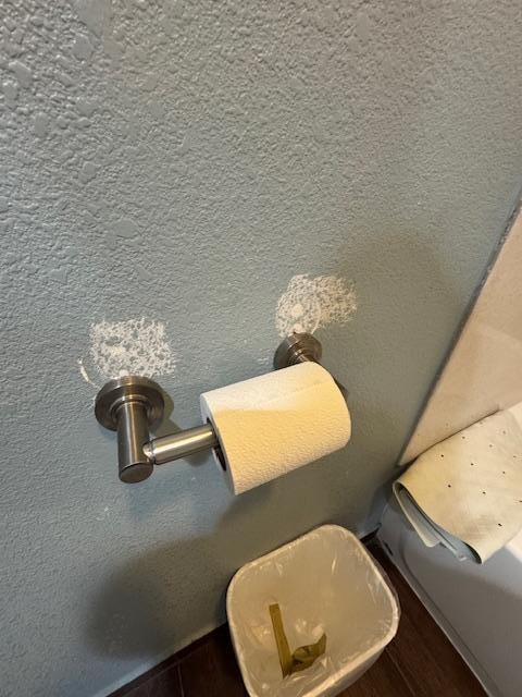 The landlord special in a hotel.  Also the shower curtain rod was bend and pulled wrong.  Curtain was stained.  