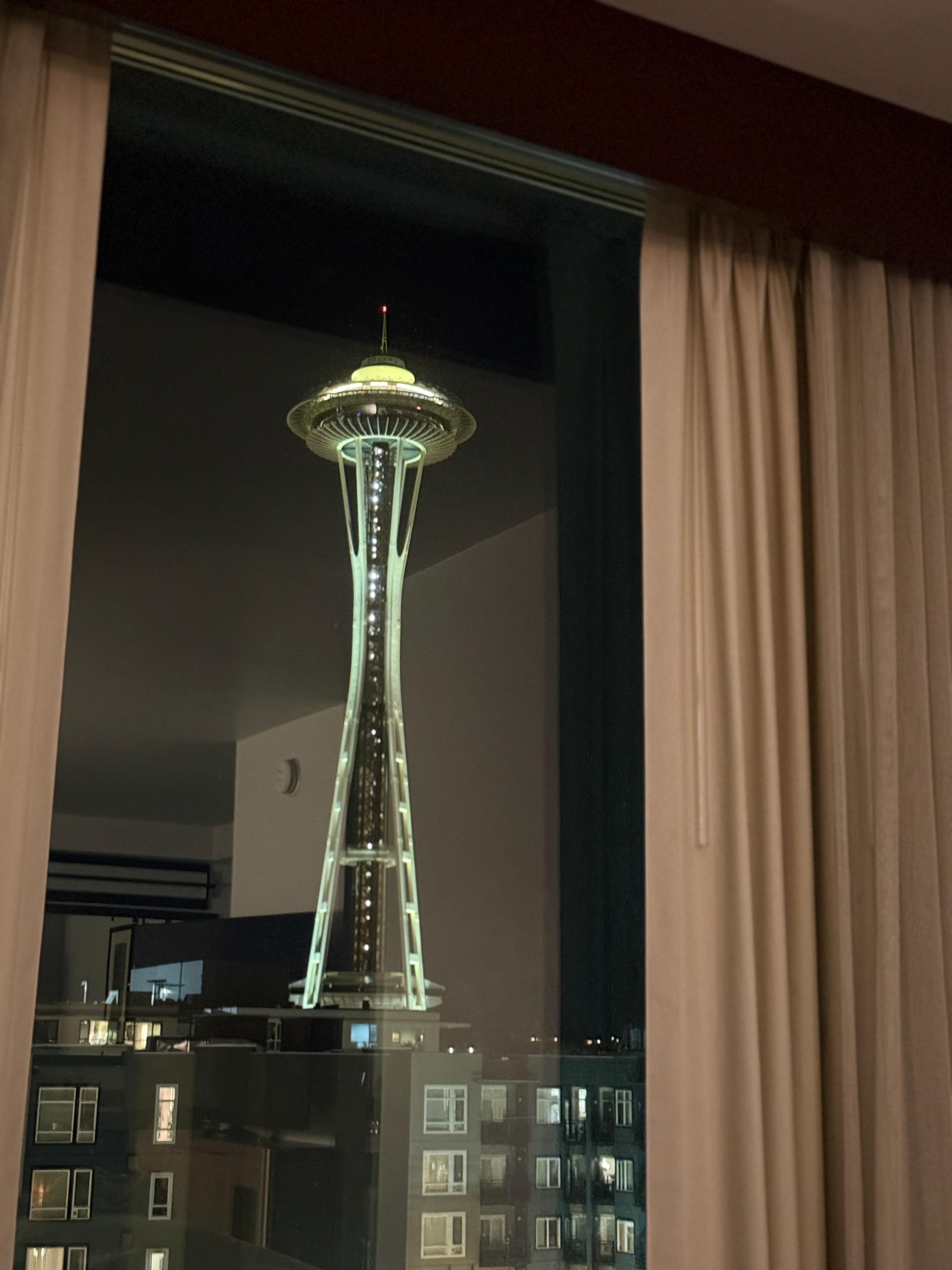 From my room on the 8th floor, I enjoy a lovely view of the Space Needle.