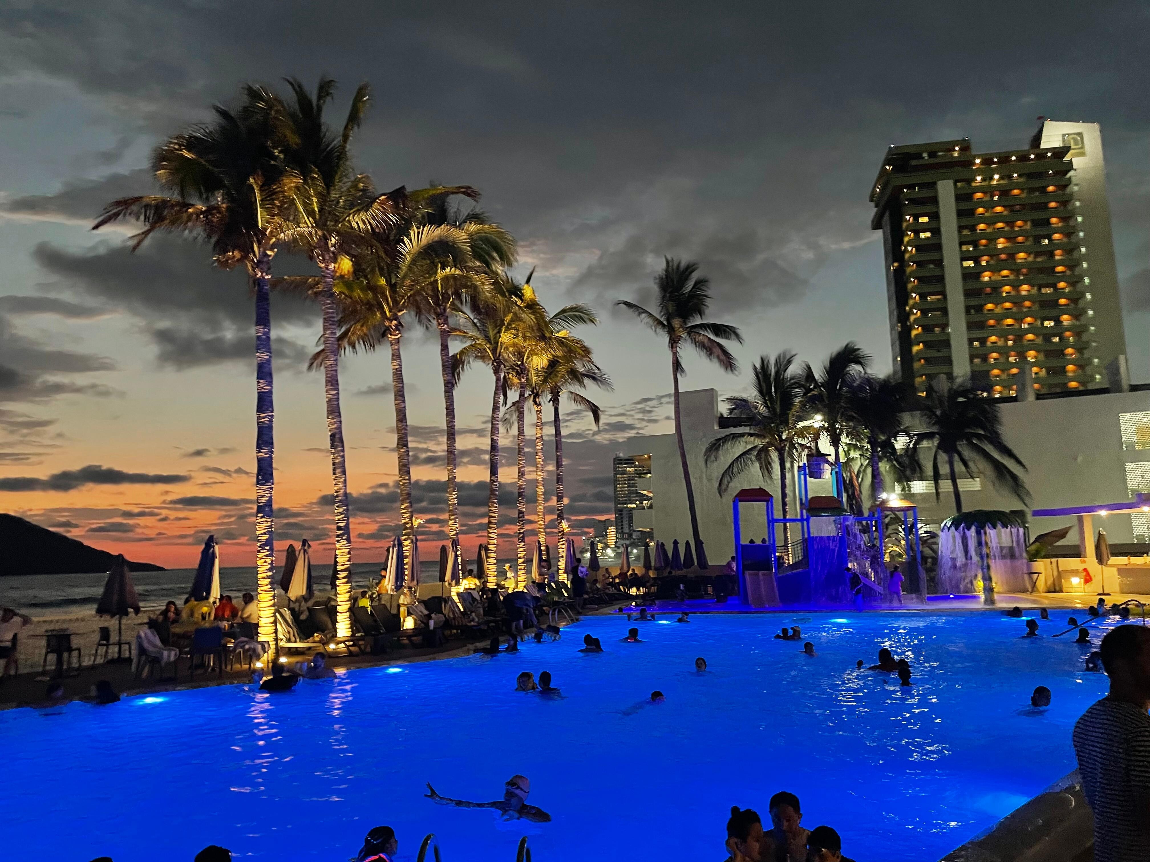 swimming pool at night