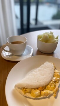 Café da manhã feito no apt! Mercados próximos facilitaram muito!