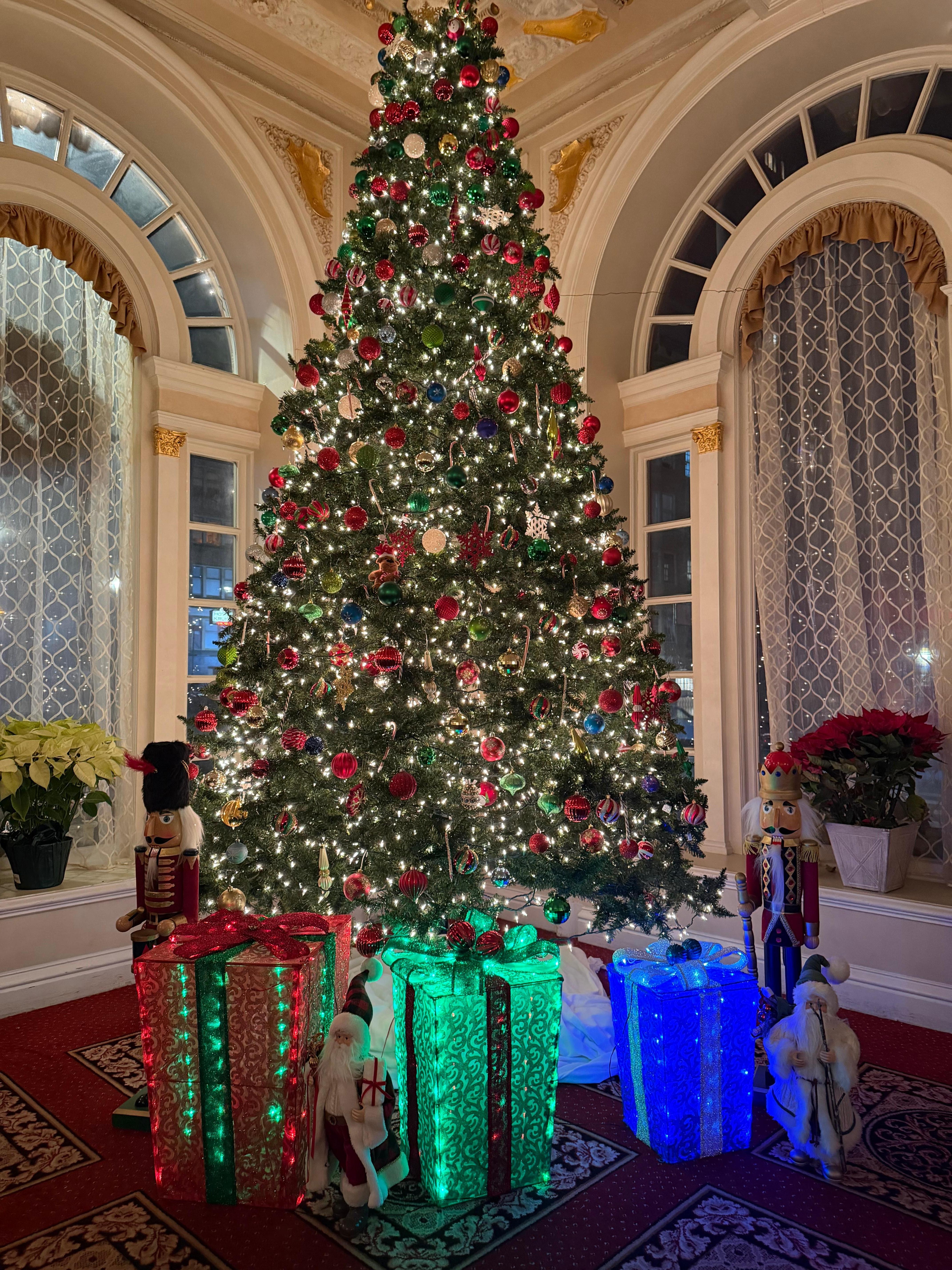 Christmas Tree in Lobby, beautifully decorated.