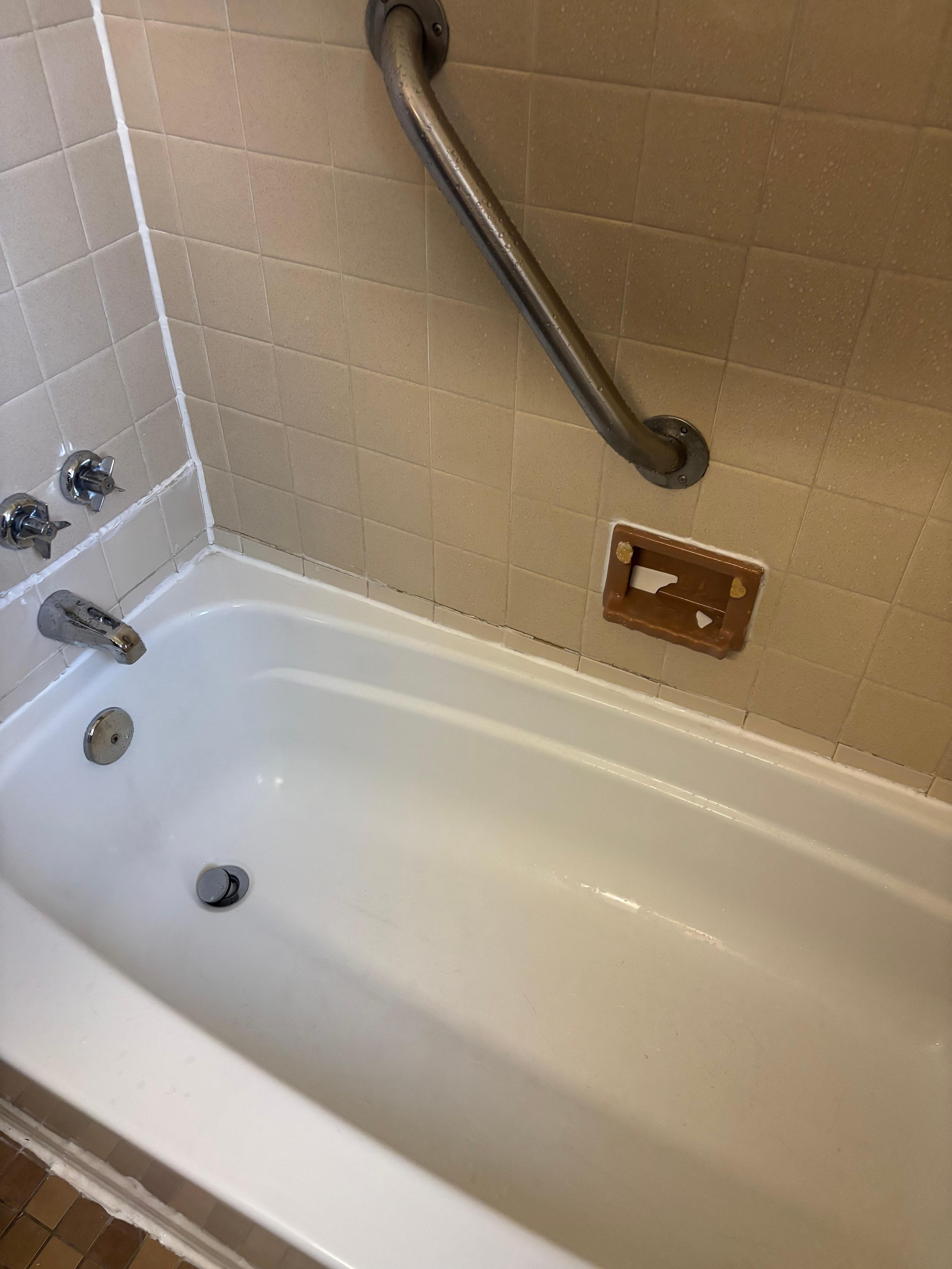 Soap holder is broken. 