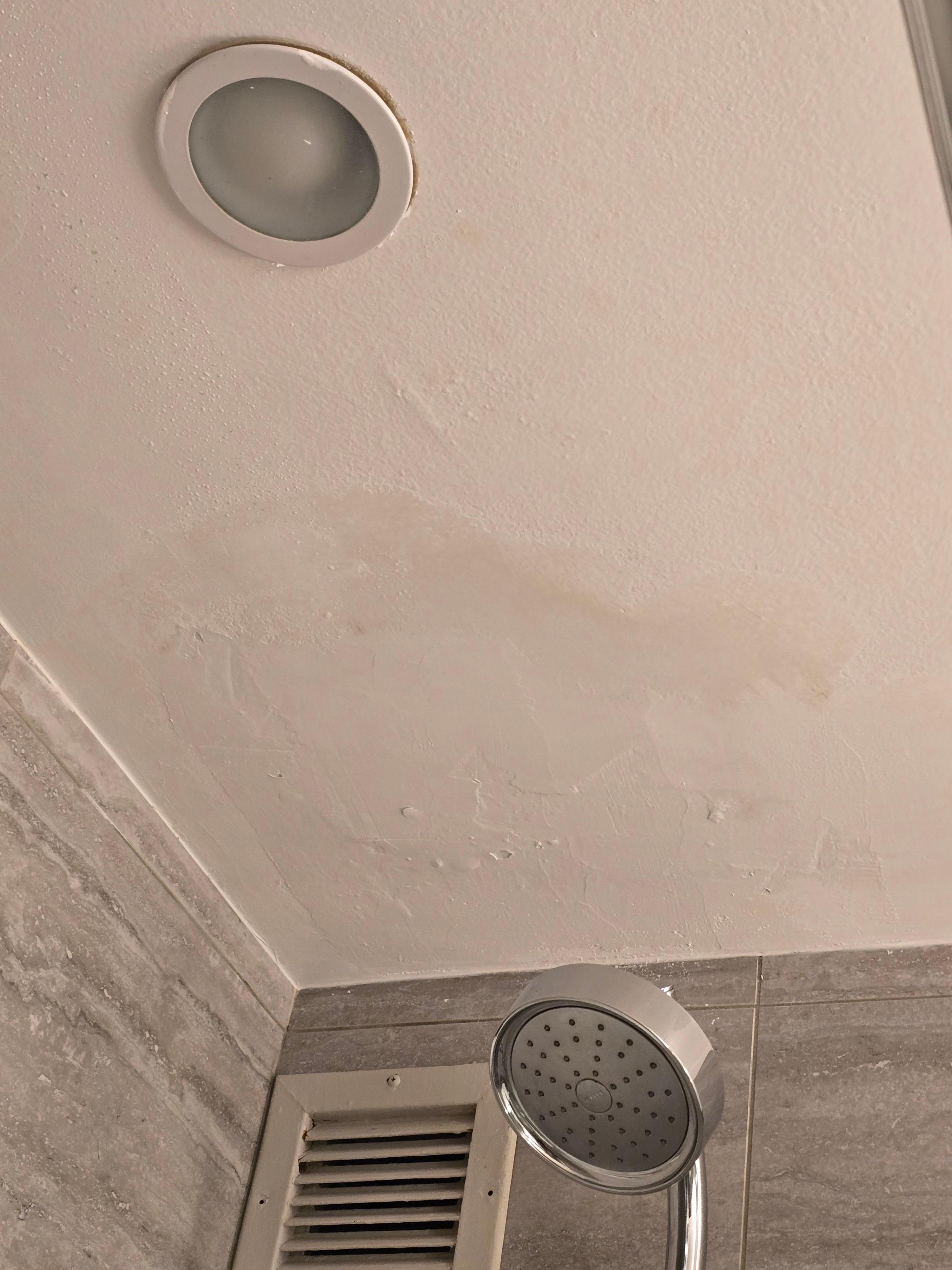 Leaky ceiling poorly repaired 