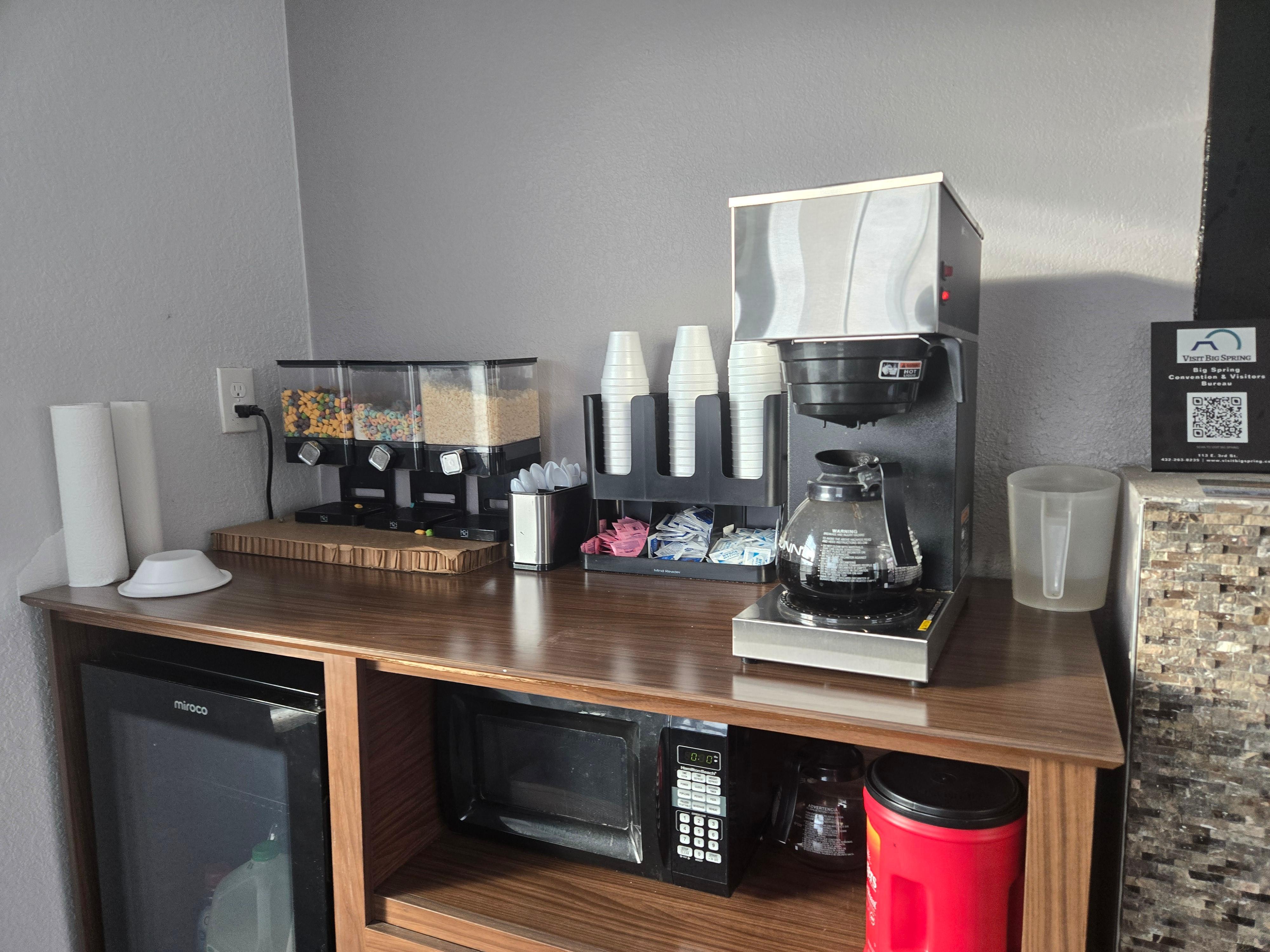 Breakfast area- cereal and coffee