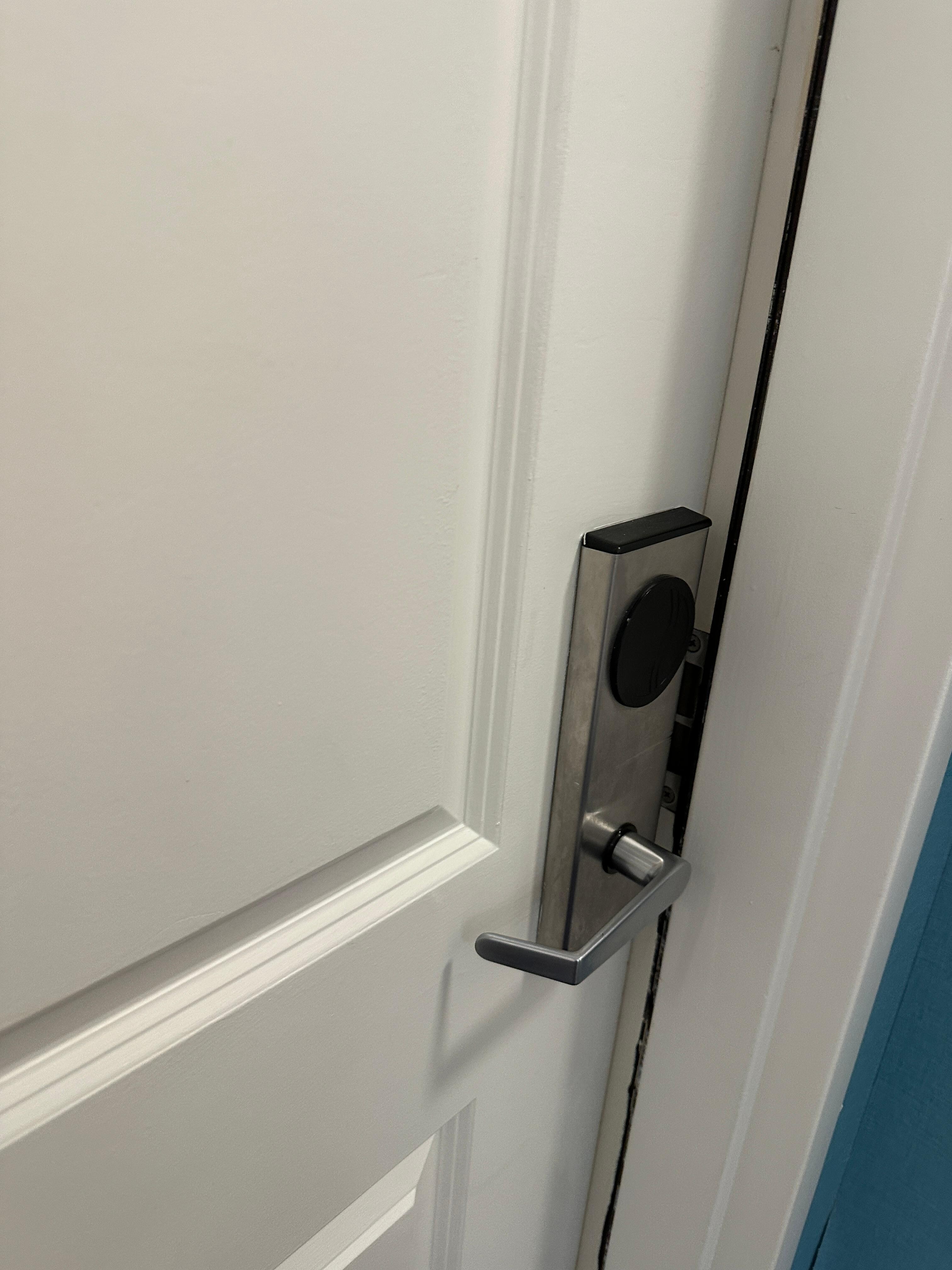 Room 102 door ajar when we went to enter.  Very difficult to close and set dead bolt.