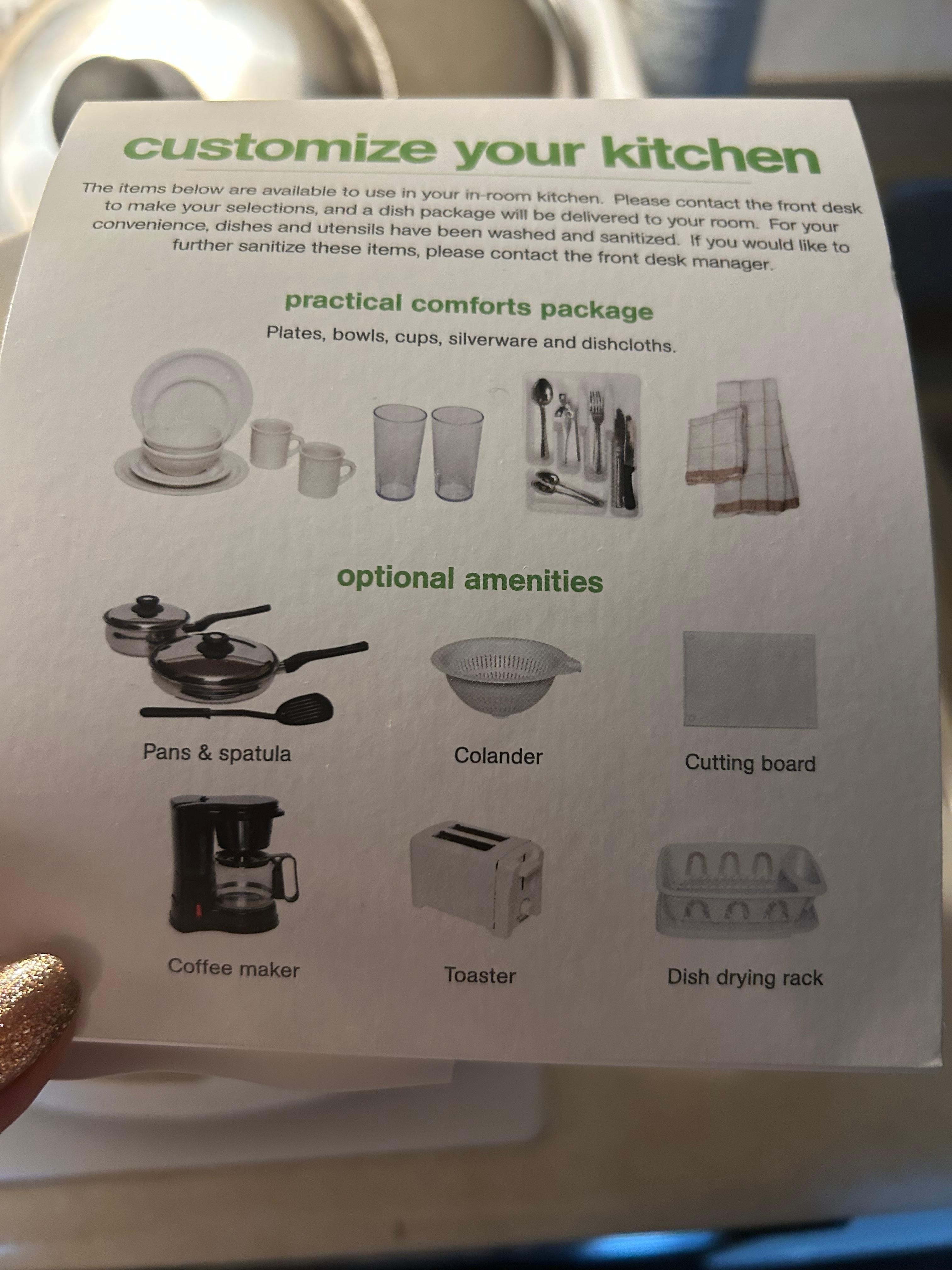 The items they claim are in the room kitchen but were not 