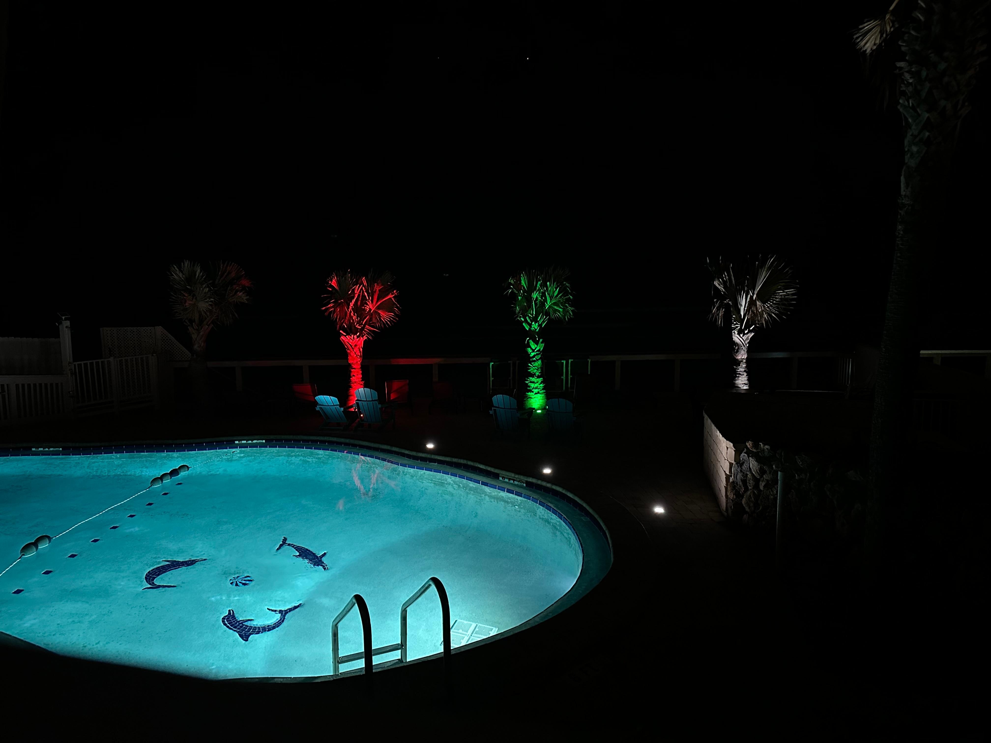 Night lights at the pool