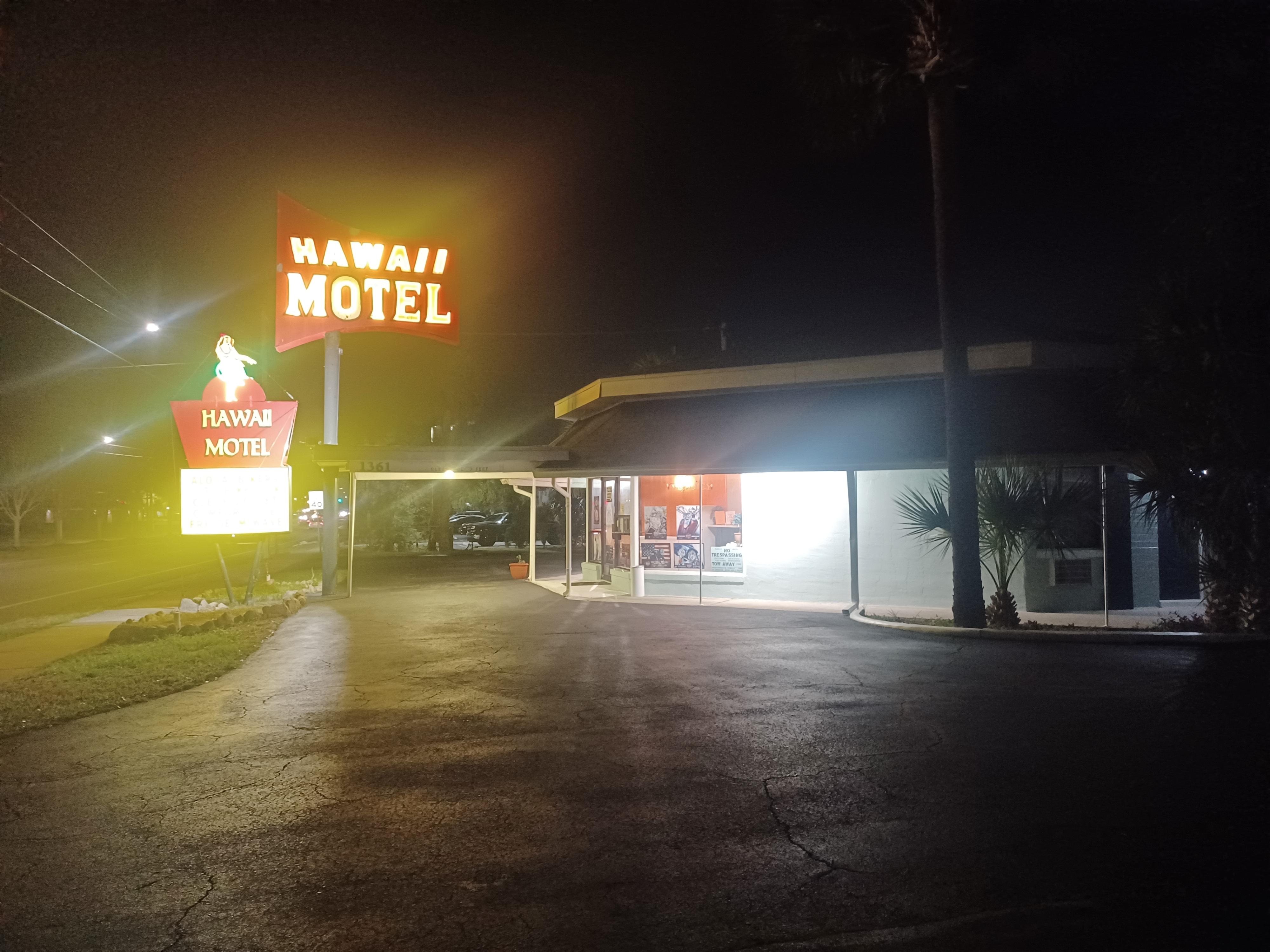  The neon sign looked awesome at night.