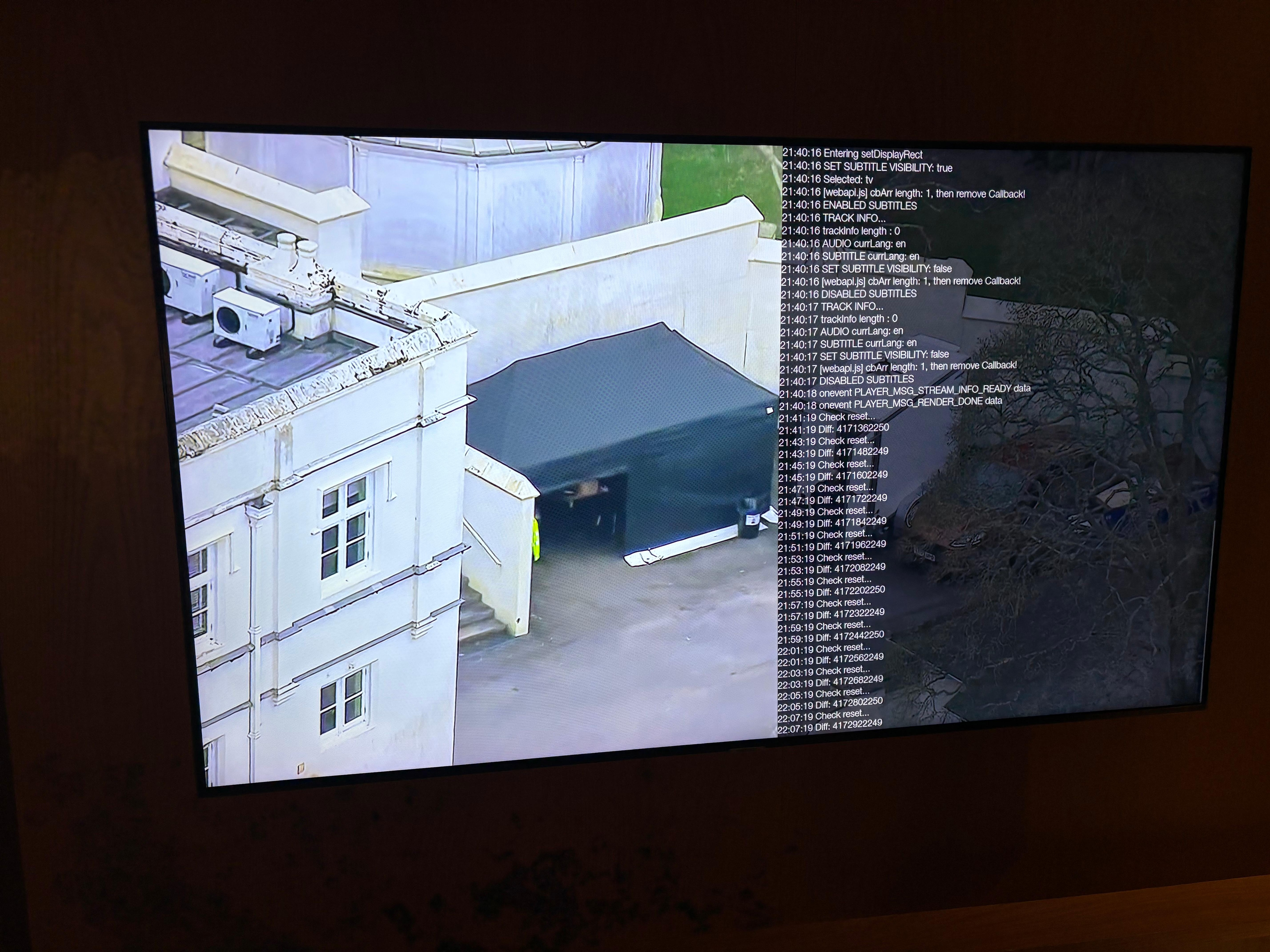 TV had writing constantly scrolling down one side. Unwatchable. 