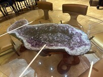 Giant amethyst geode table in the dining room