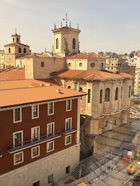 View of the cathedral also included a building site which was active every day apart from Sunday