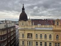 Udsigt fra det første værelse med terrasse på 7. sal 🤩